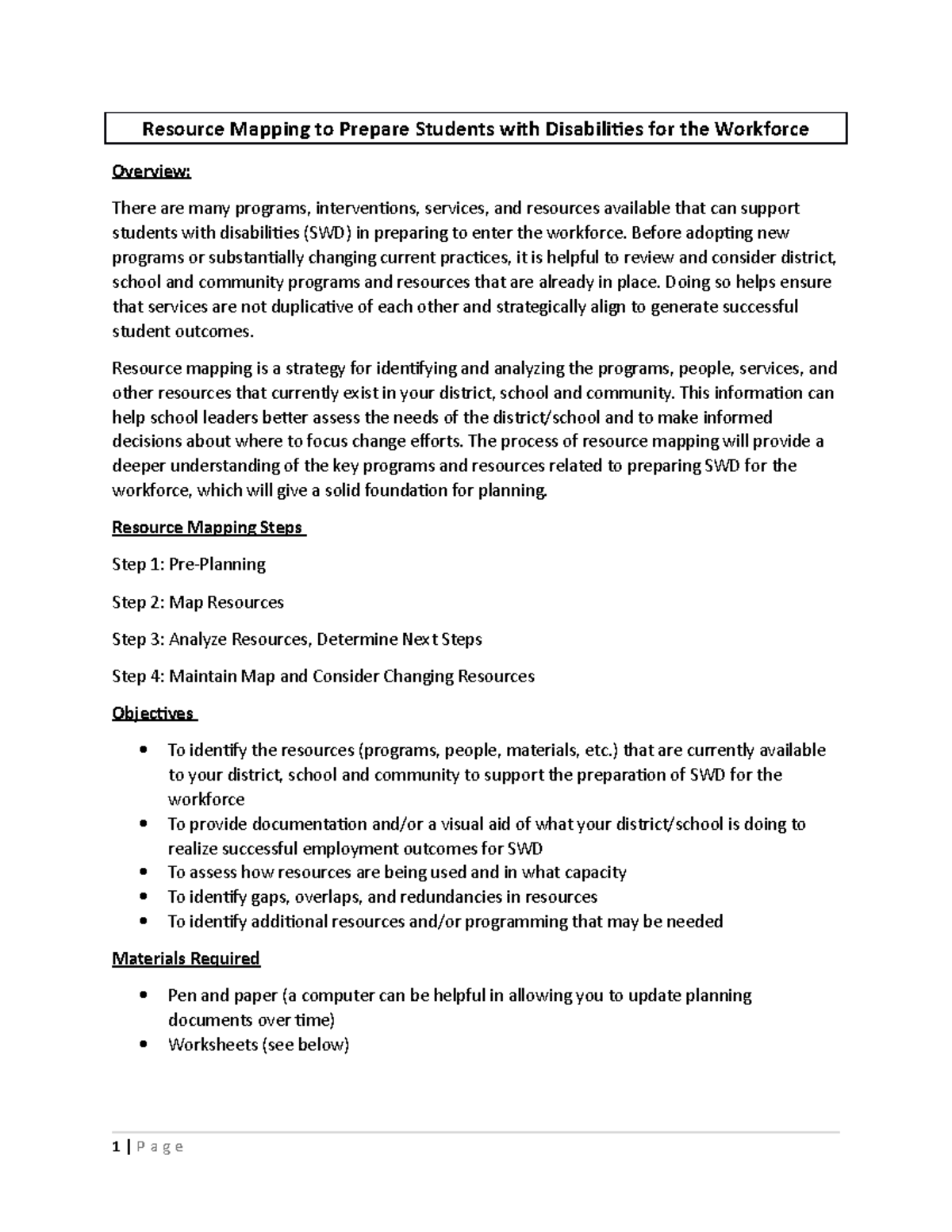 Resource Mapping to Align Learning for Work 7.18.21 Final - Resource ...