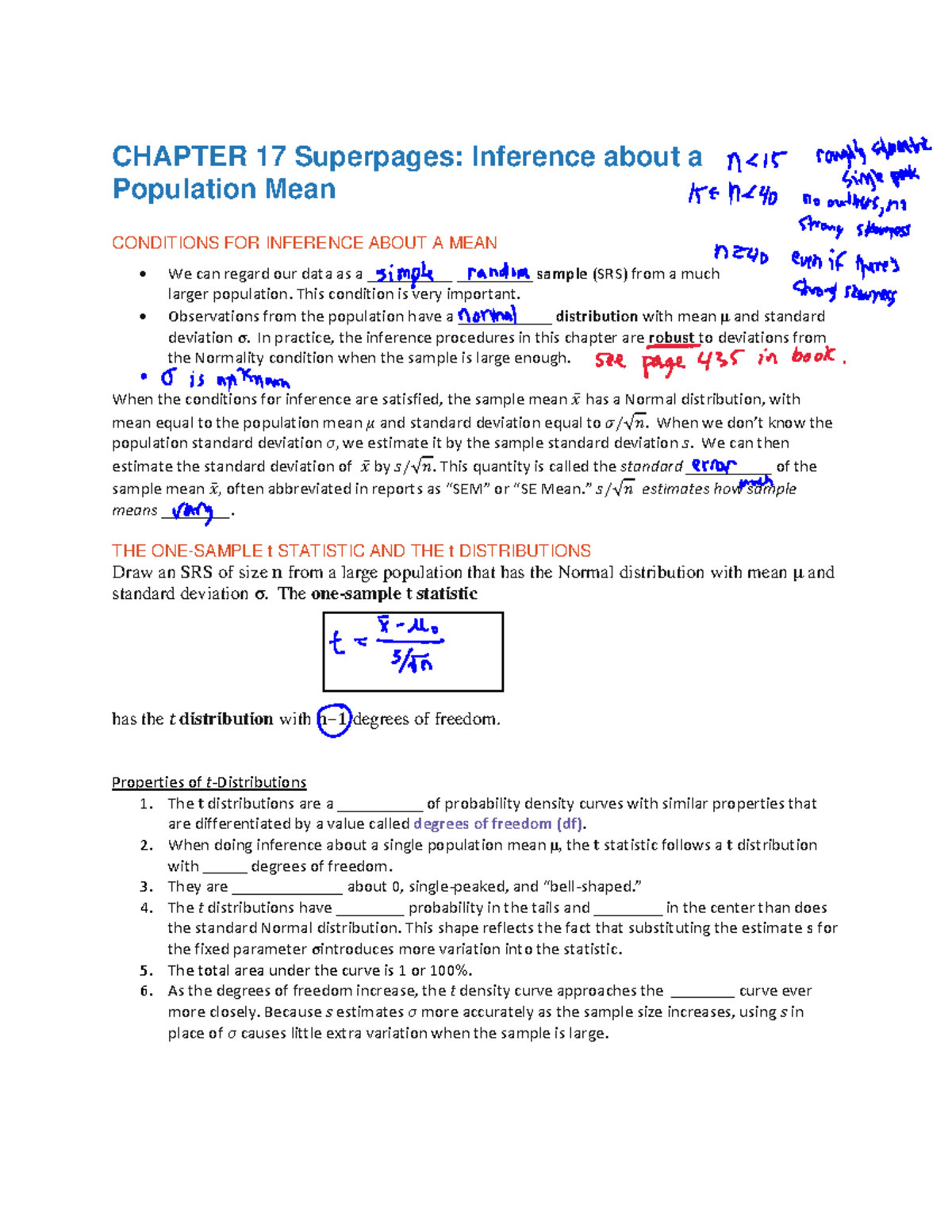 Chapter 11 Superpages T Interval T Test - CHAPTER 17 Superpages ...