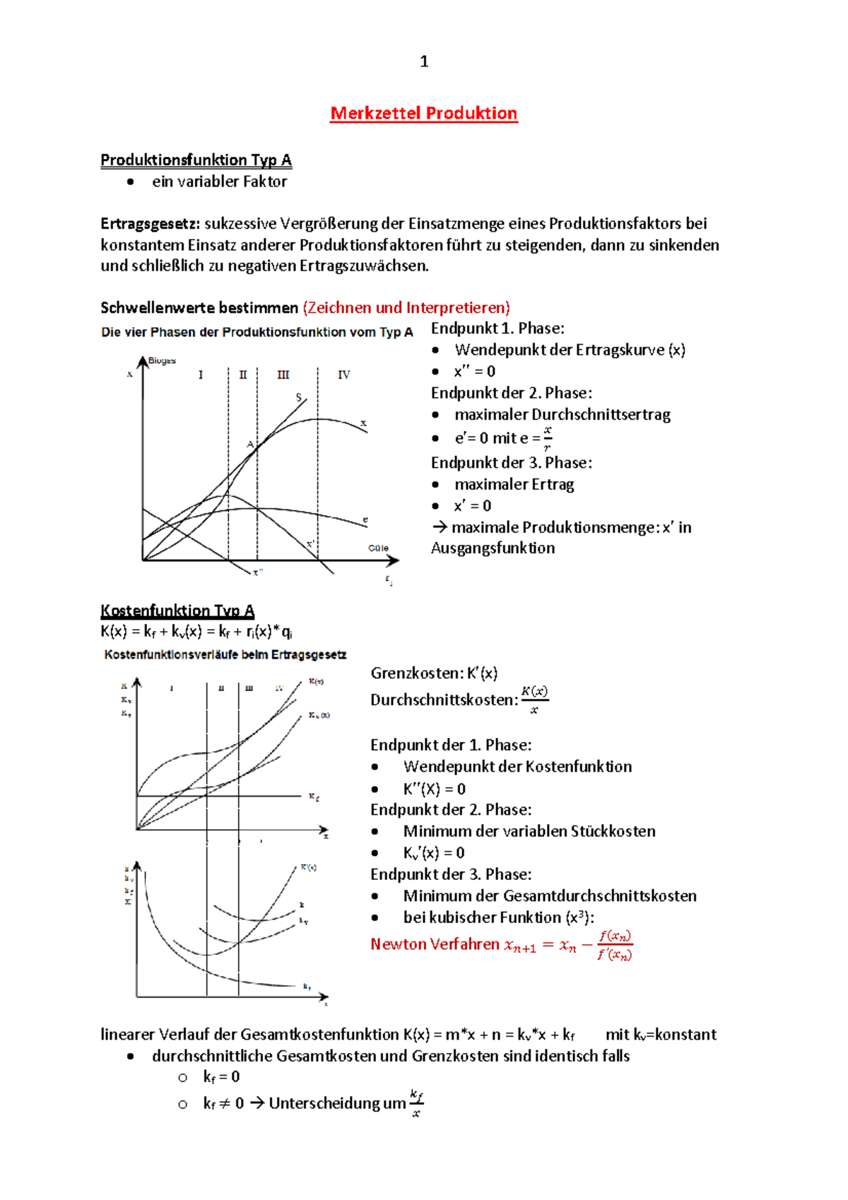 Zusammenfassung - Produktion (WS1718) - 1 Merkzettel Produktion ...