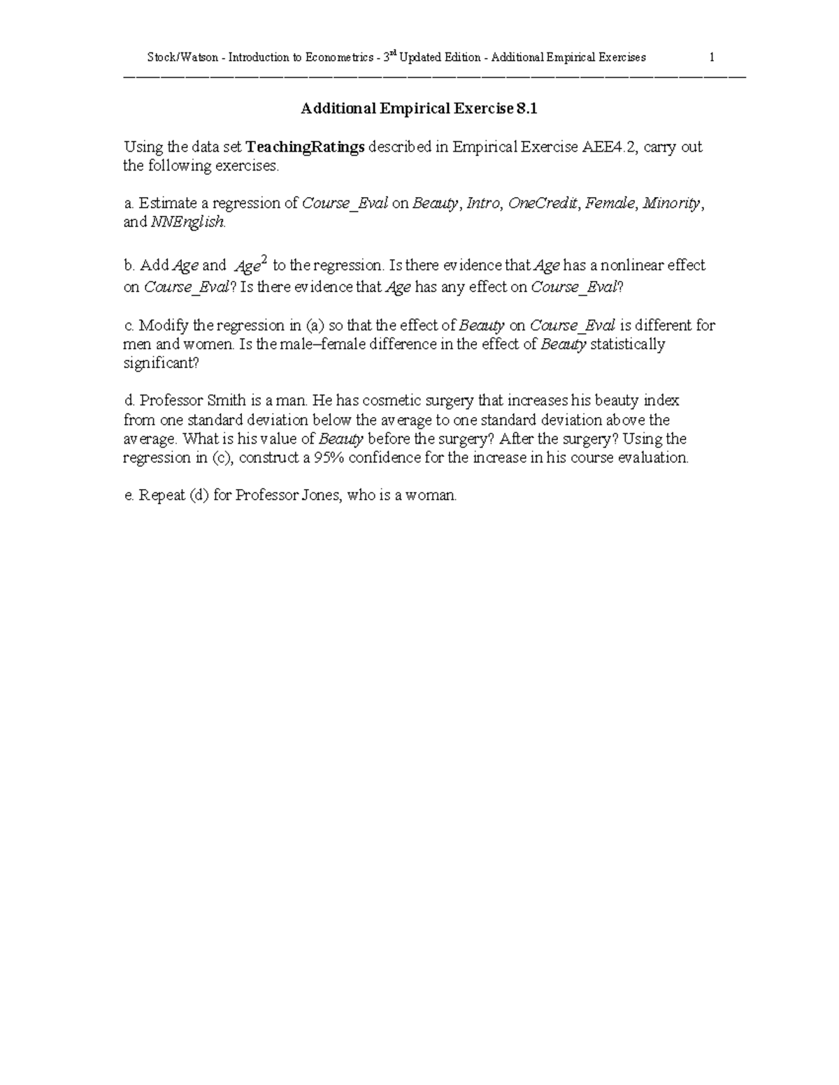 Stock Watson 3U AEE 8 1 - Data description for Ex 8.1 - Stock/Watson - Introduction to ...