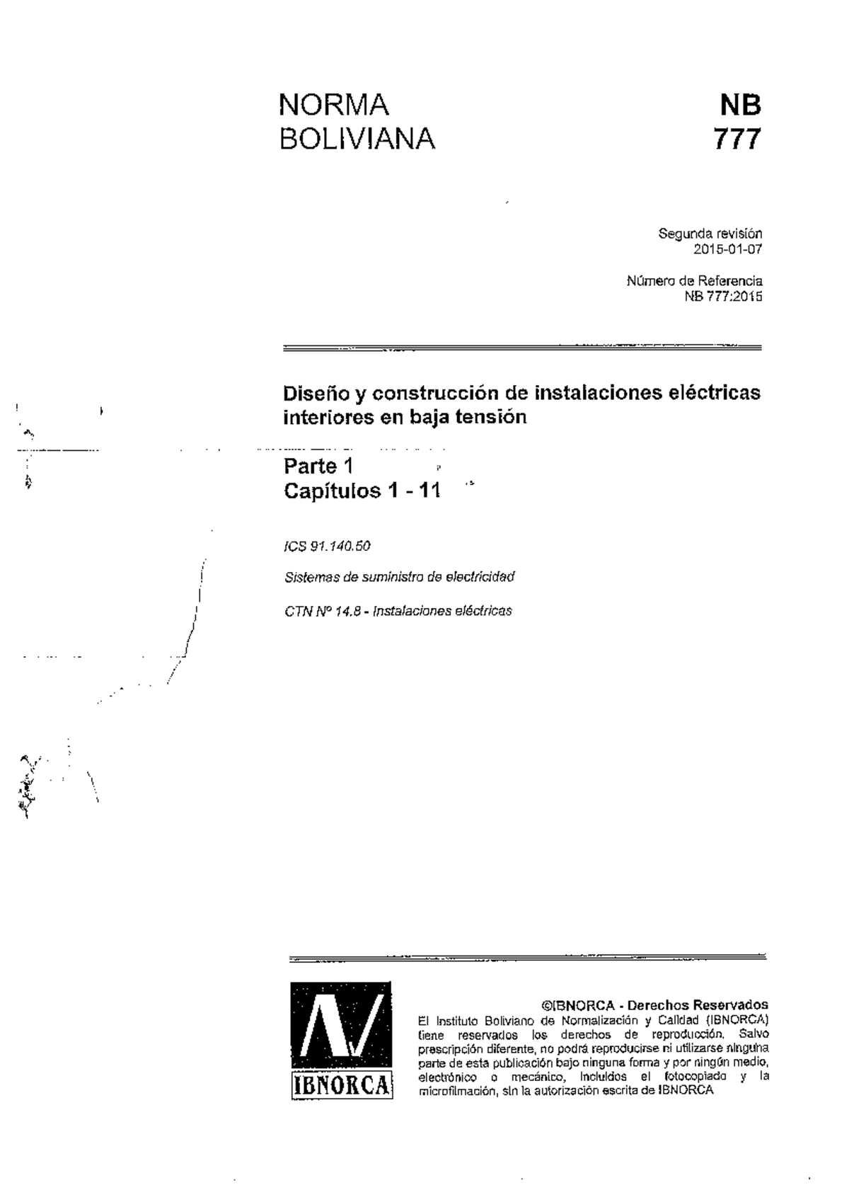 NB 777 Parte 1 Capitulo 1-11 - Instalaciones Electricas I - Studocu