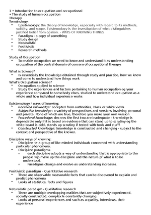 OT1011 3 - Teacher - Jackie Eagers - OT The process of occupational ...