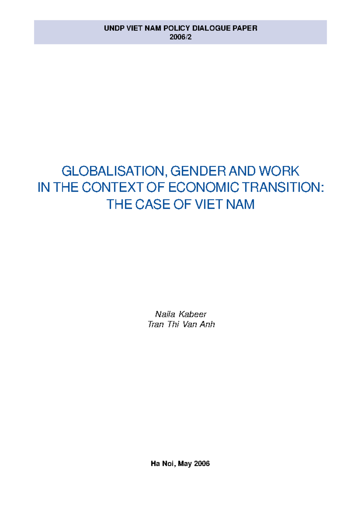 4877 Policy paper 2006-2 - UNDP VIET NAM POLICY DIALOGUE PAPER 2006 ...