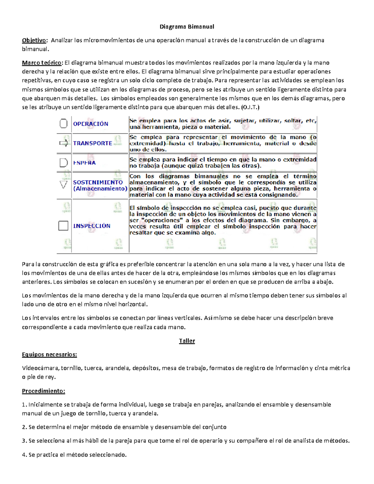 Diagrama Bimanual Teoria y Taller - Diagrama Bimanual Objetivo ...