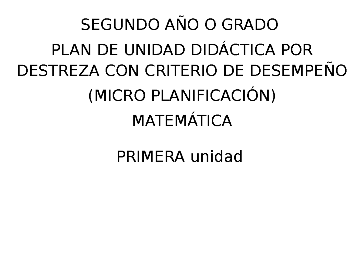 PUD 2DO Matematica - PUD - SEGUNDO AÑO O GRADO PLAN DE UNIDAD DIDÁCTICA ...