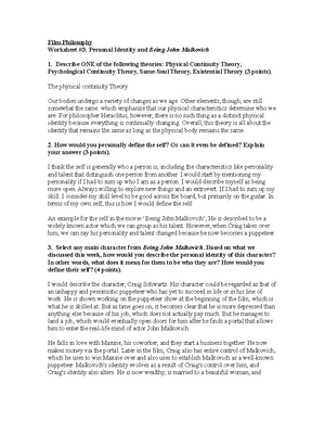 Worksheet #6 - Practice material - Film Philosophy Worksheet #6 ...