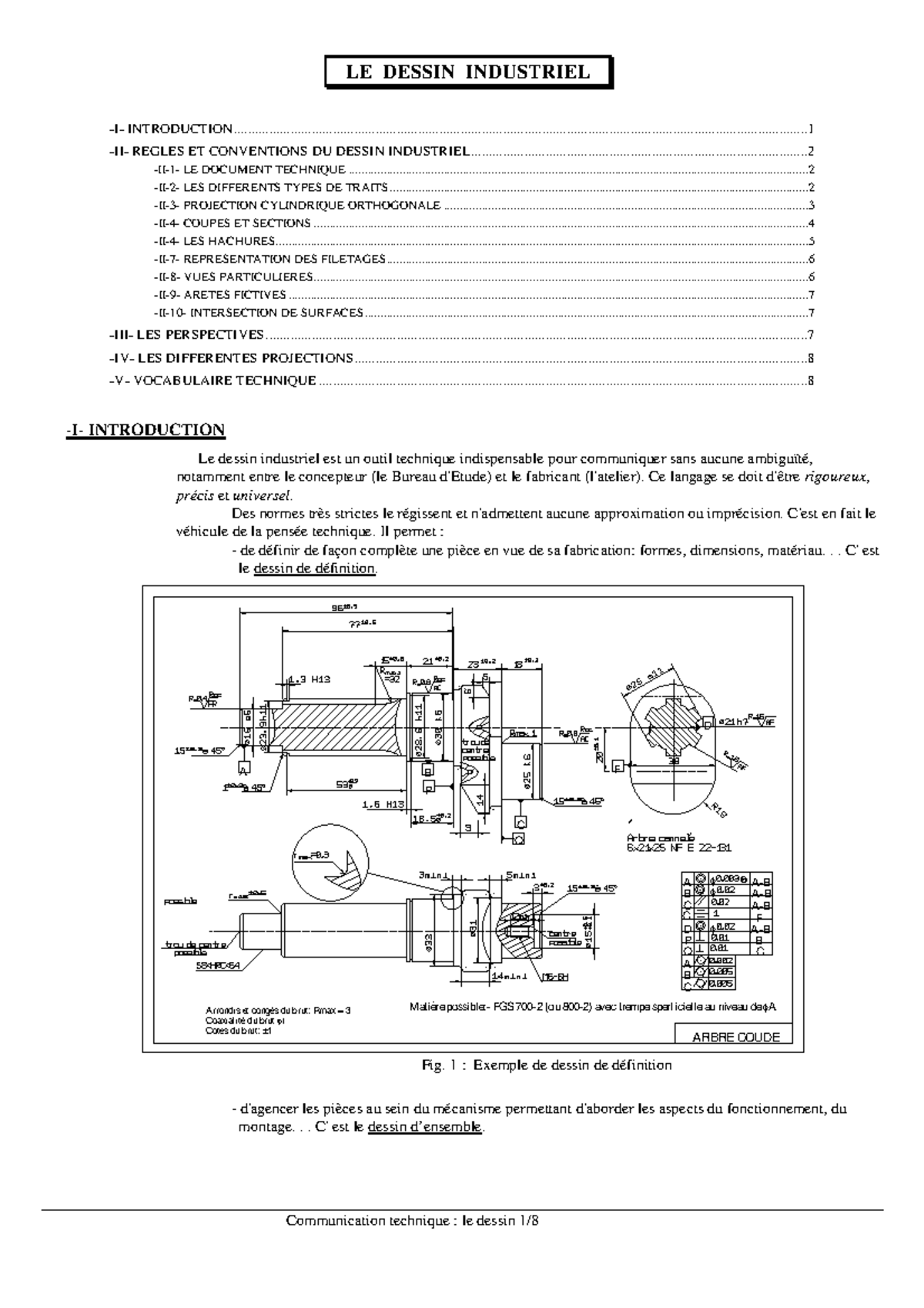 LE Dessin Industriel - LE DESSIN INDUSTRIEL -I- INTRODUCTION - Studocu