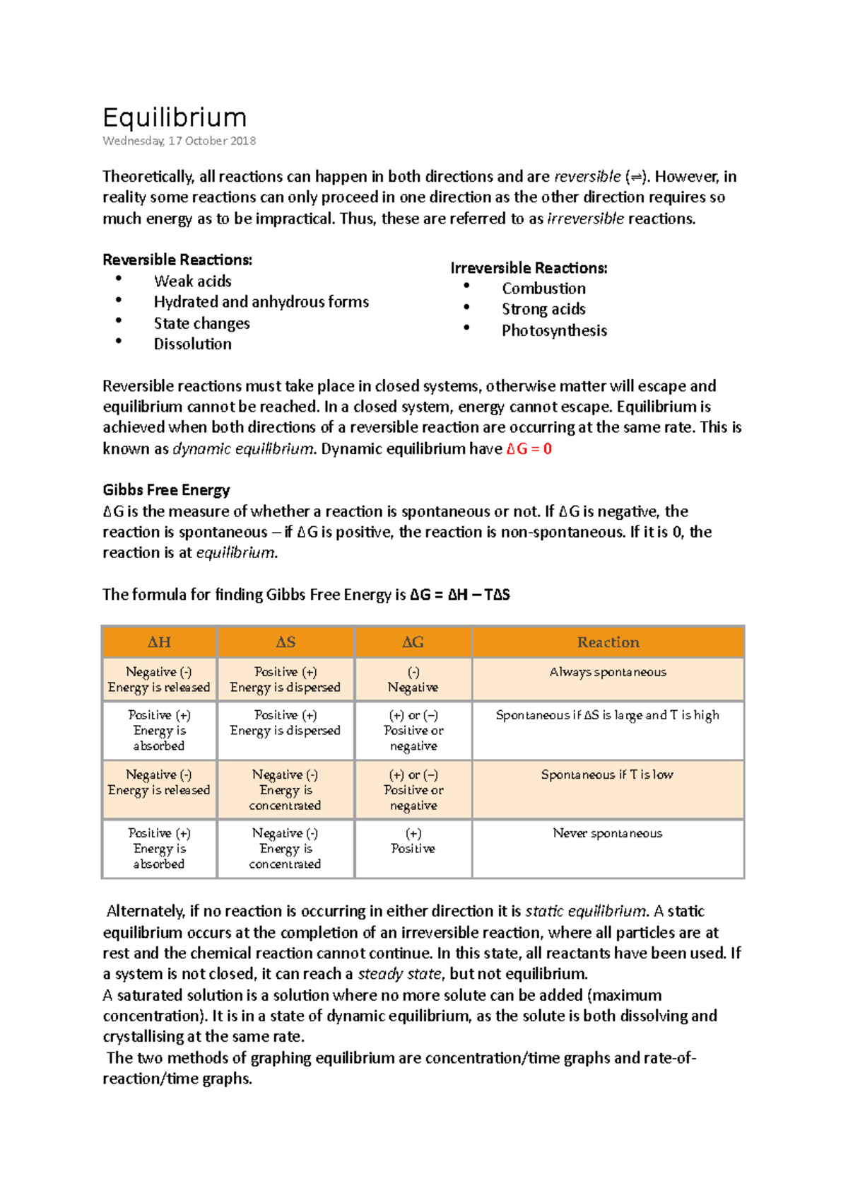 Module 5 - Equilibrium - Equilibrium Wednesday, 17 October 2018 ...