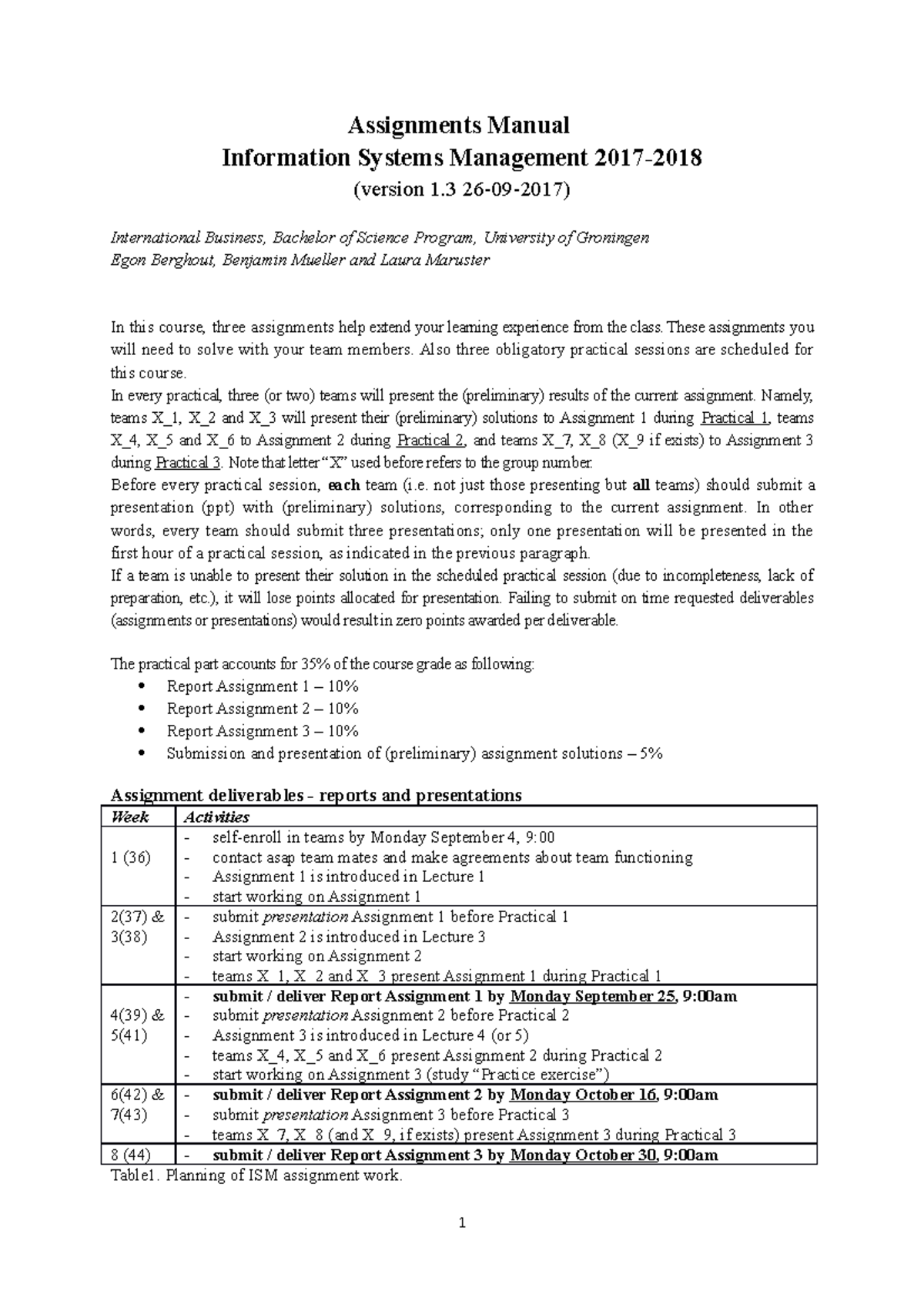 Assignments Manual ISM 2017-2018 - Assignments Manual Information ...