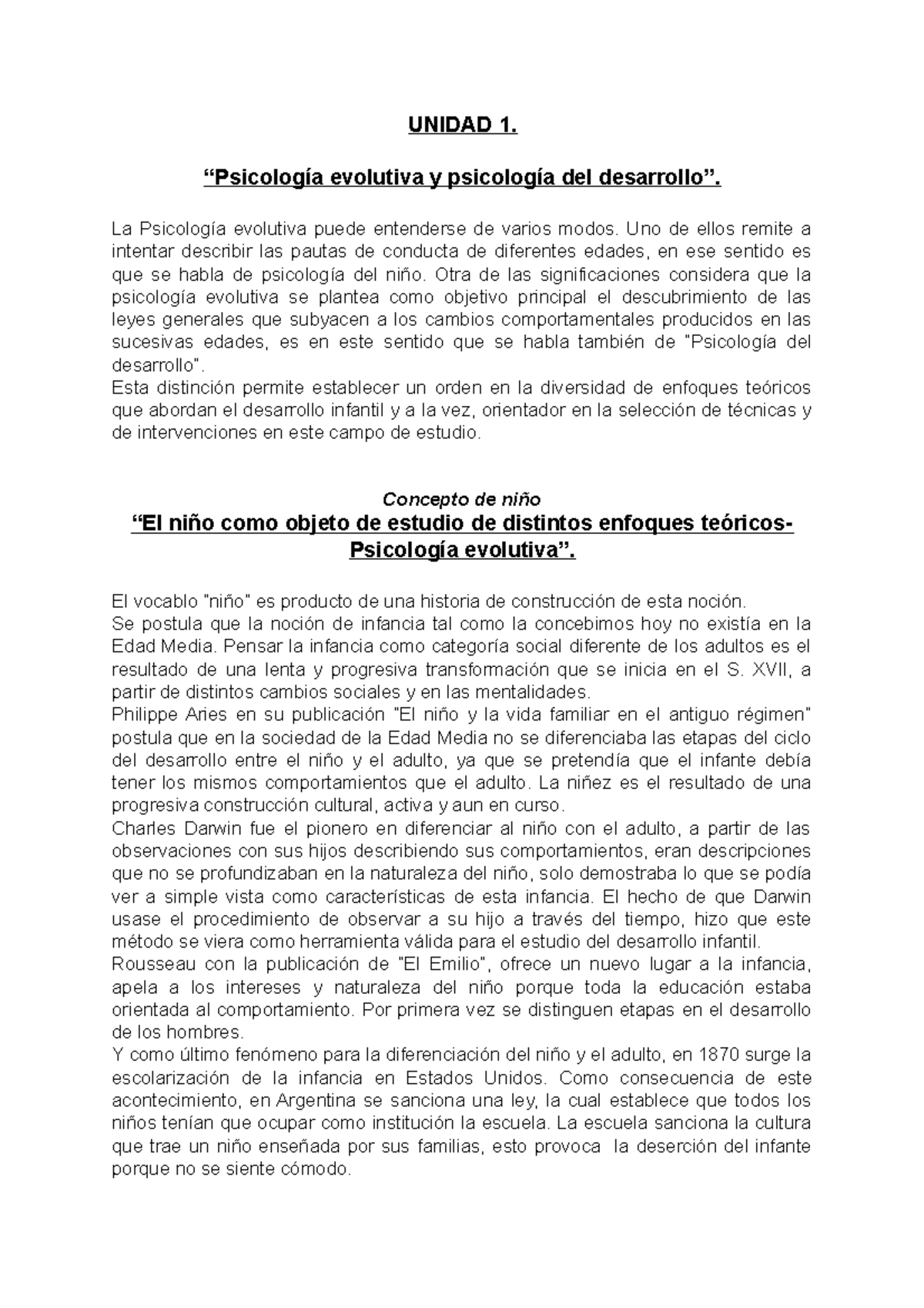 PSIC.-DEL- Desarrollo-I-Final Hasta unidad 6 (1) - UNIDAD 1. “Psicología evolutiva y psicología ...