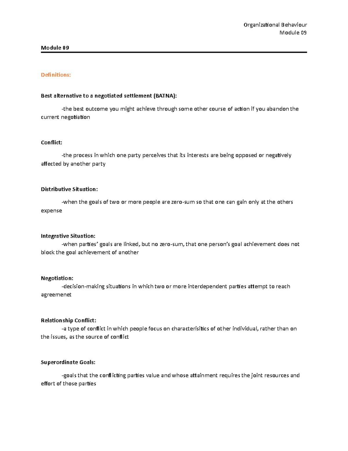 Module 09 - Lecture notes 9 - Organizational Behaviour Module 09 Module ...