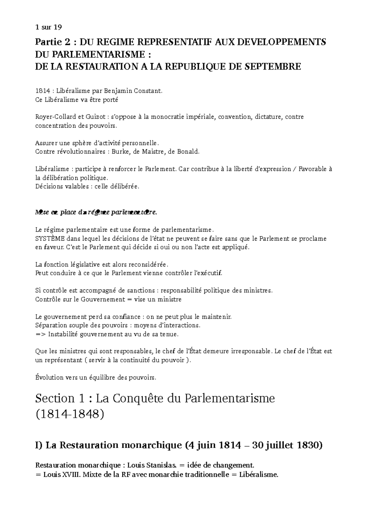 Partie 2 parlementarisme - Partie 2 : DU REGIME REPRESENTATIF AUX ...