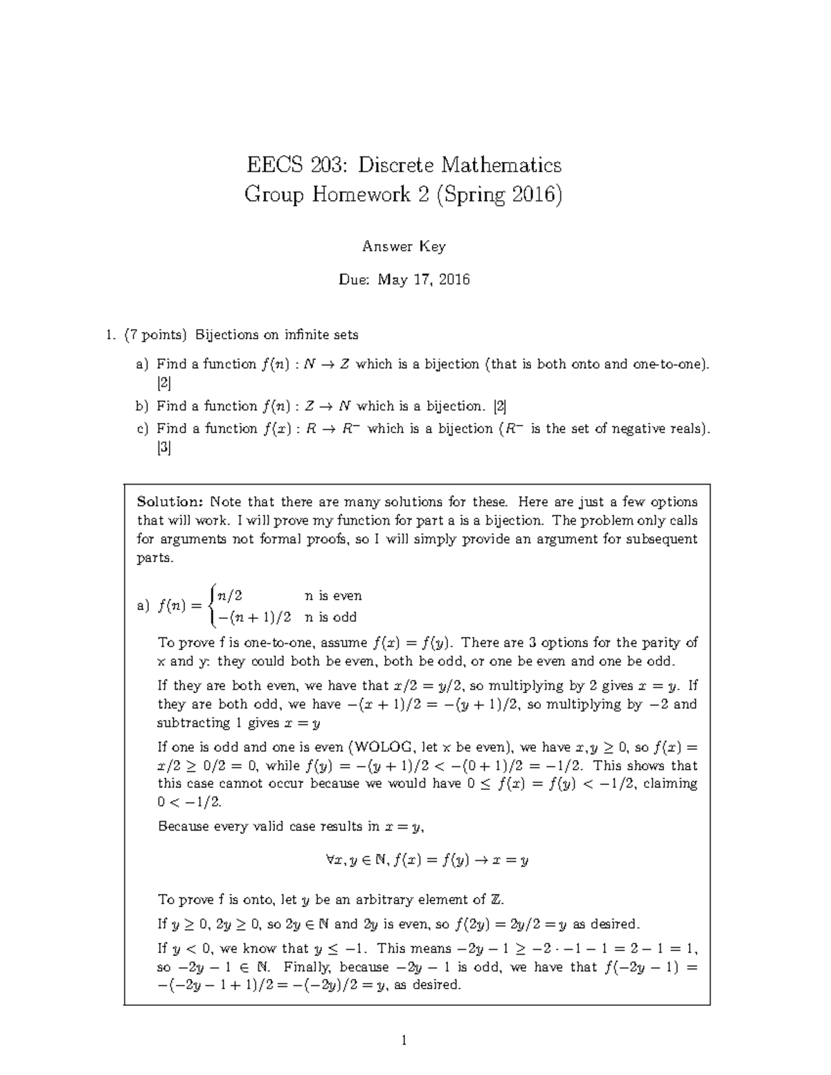 EECS203 SP16 ghw2 ans - EECS 203: Discrete Mathematics Group Homework 2 ...