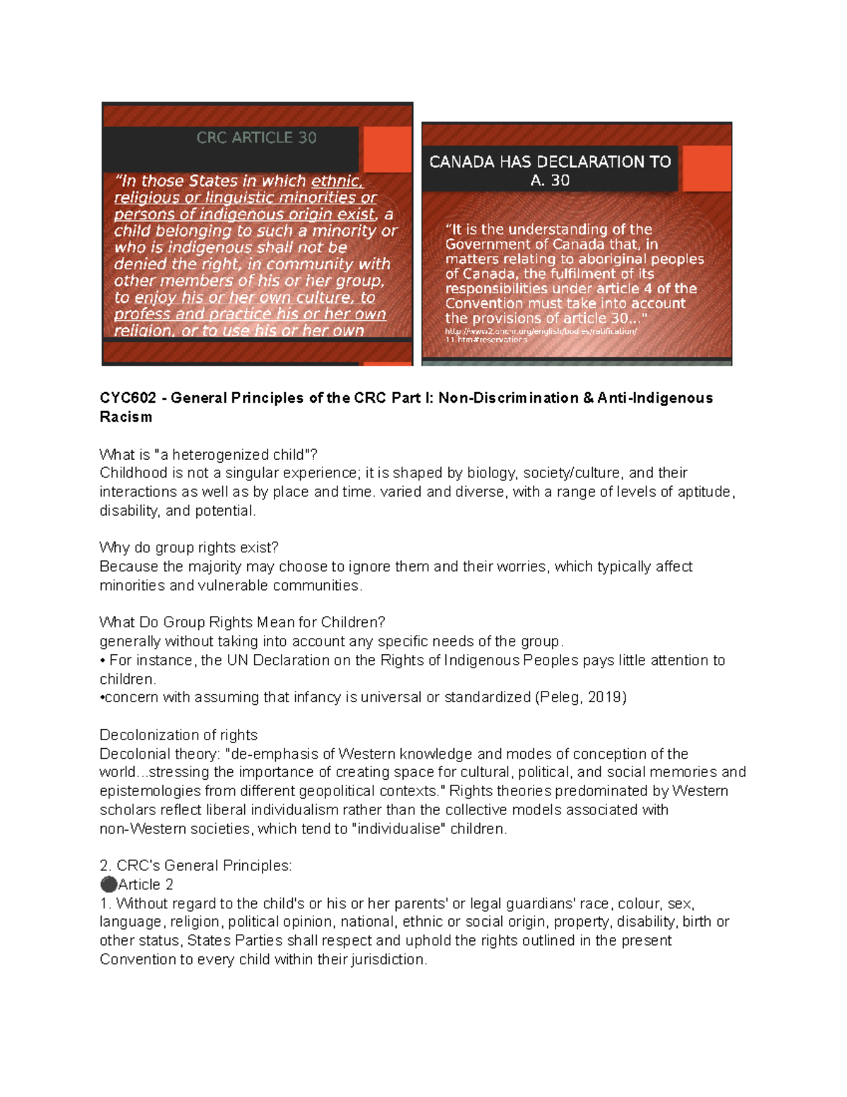 CYC602 - General Principles of the CRC Part I - varied and diverse ...