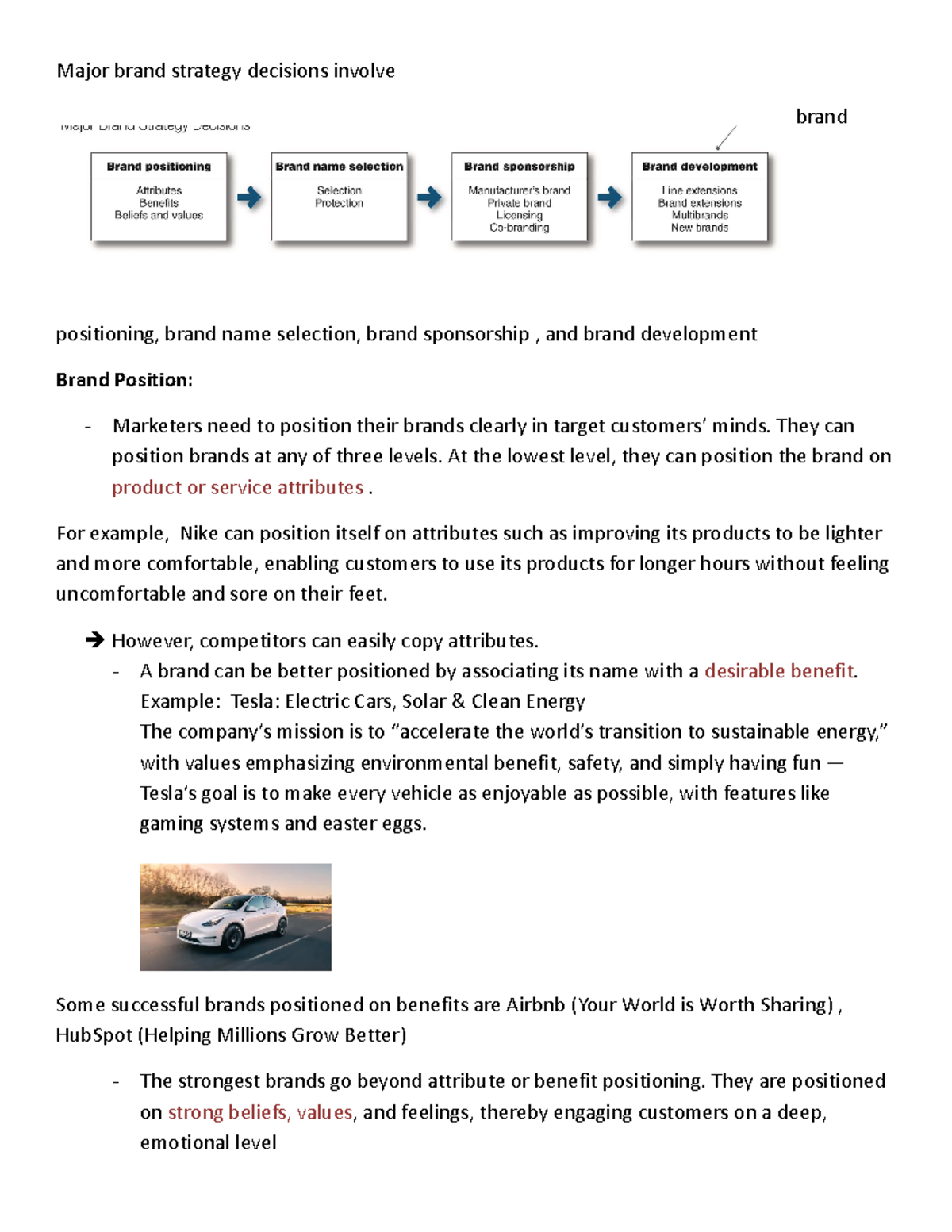 Marketing - Major brand strategy decisions involve brand positioning ...