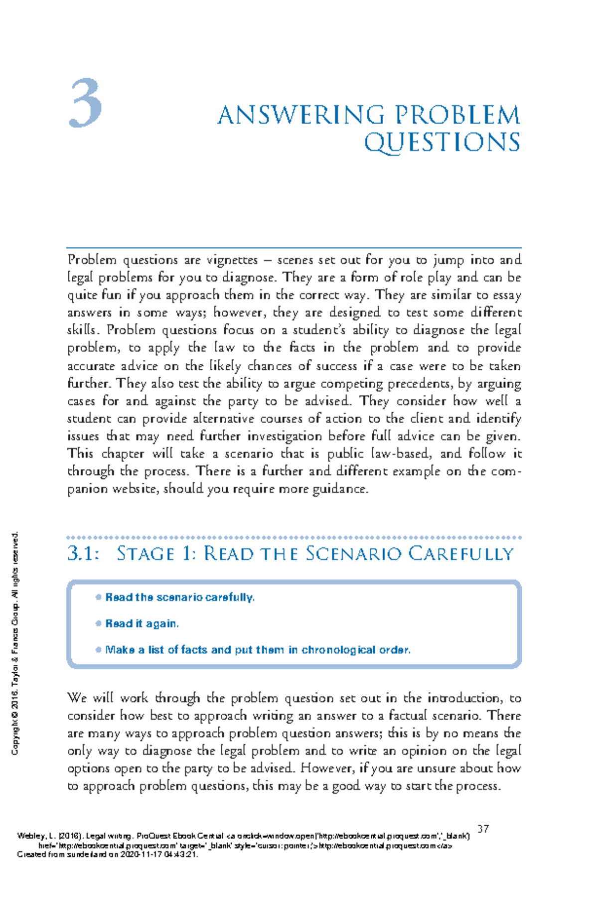 Legal Writing - ( Chapter 3 Answering Problem Questions) - 37 3 ...