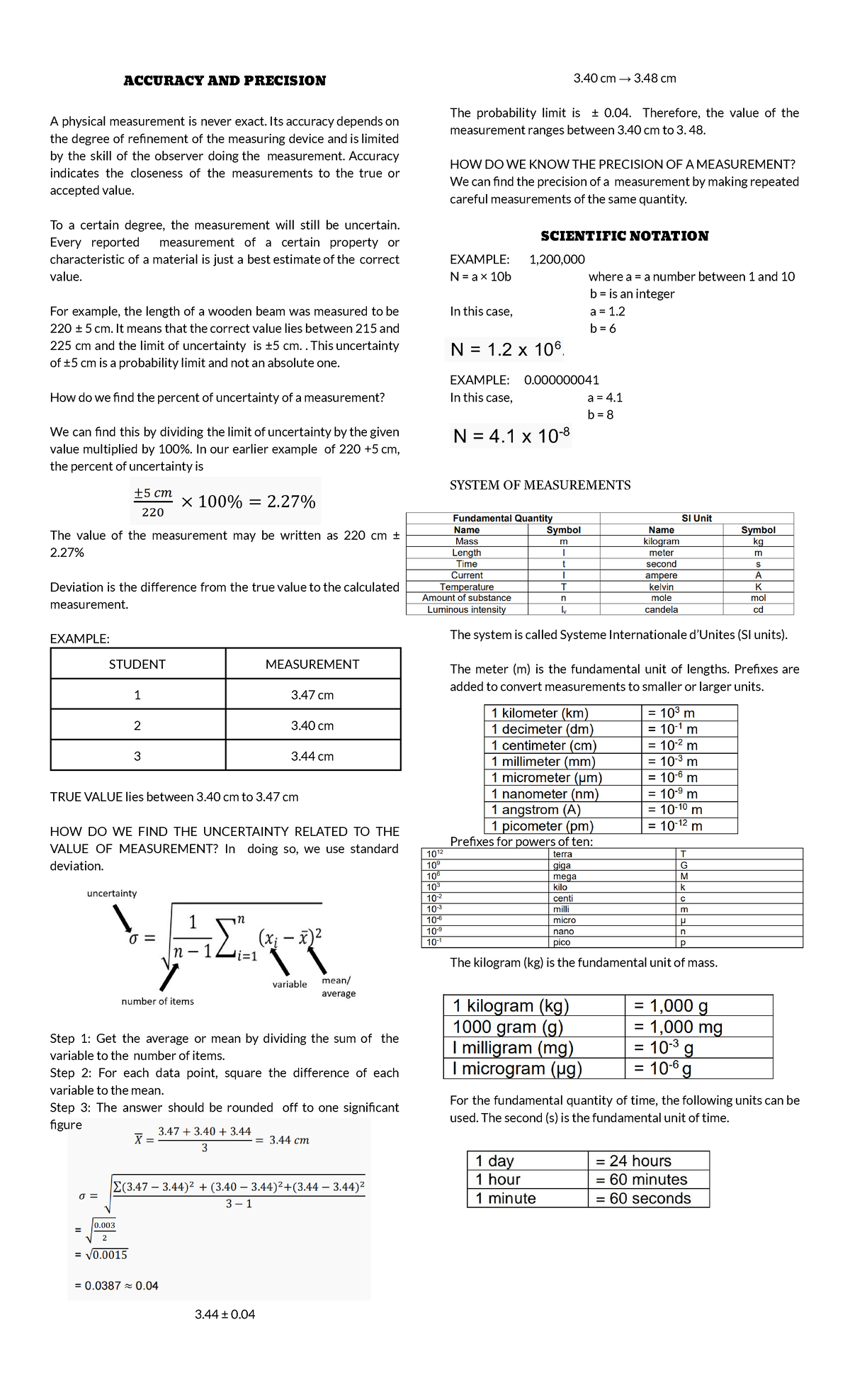 G12 - 1ST QUARTER GEN PHYSICS - ACCURACY AND PRECISION A physical ...