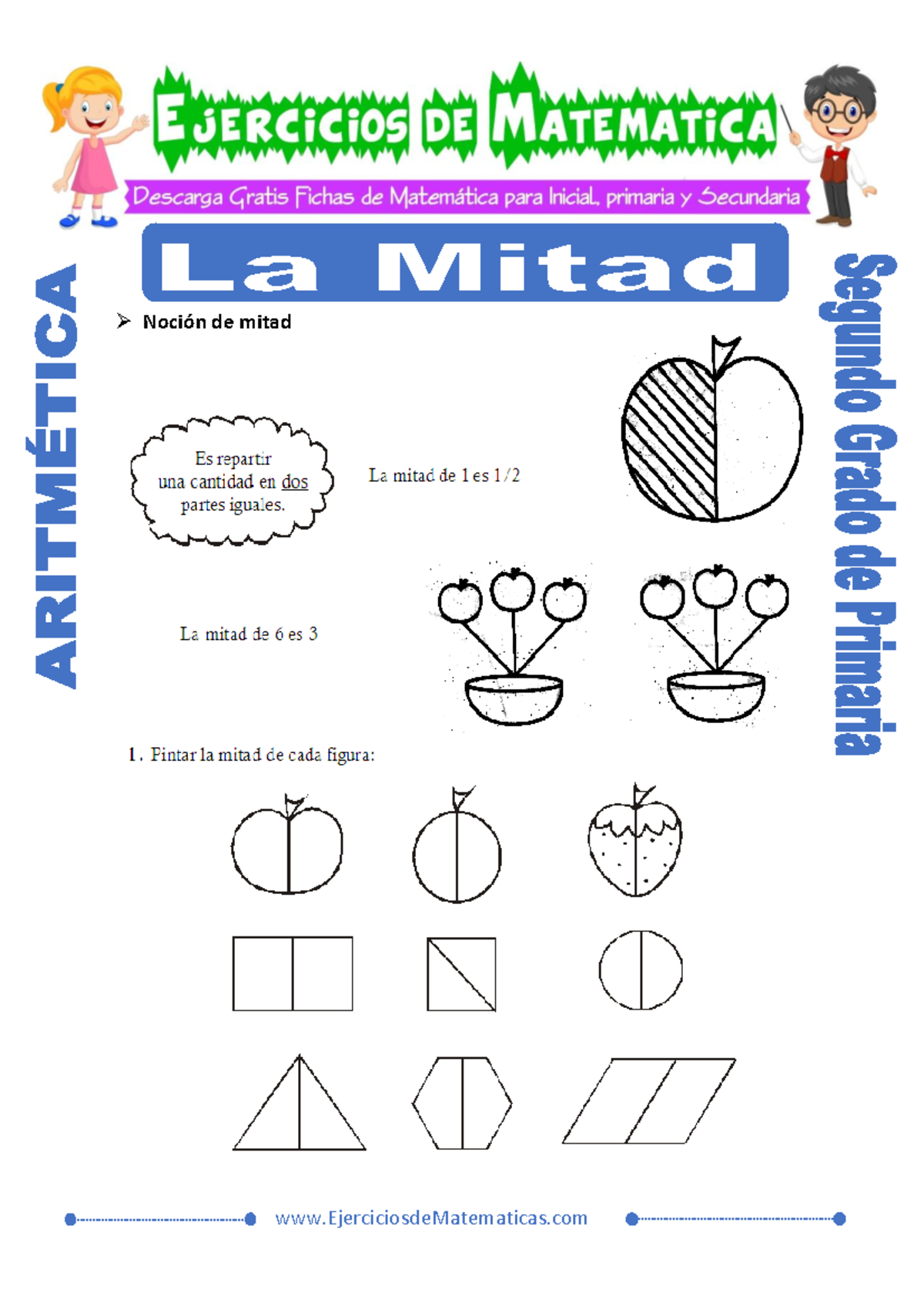 La Mitad para Segundo de Primaria - ciencias sociales - Noción de mitad ...
