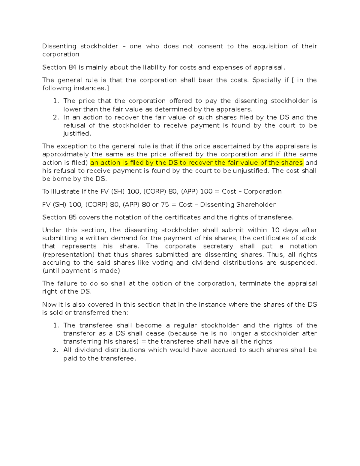 Sec 84-85 - Section 84 and 85 of the Revised Corporation Code ...