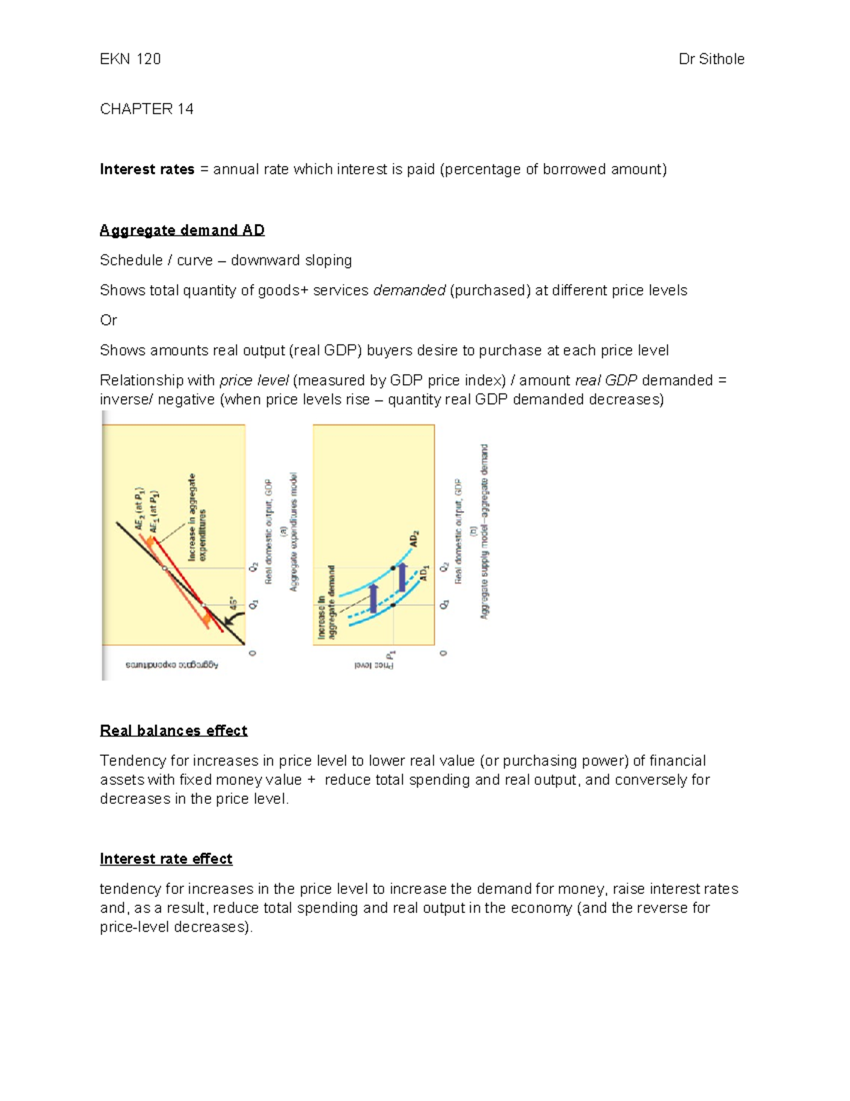 EKN Chapter 14 notes - Summary Economics - CHAPTER 14 Interest rates ...
