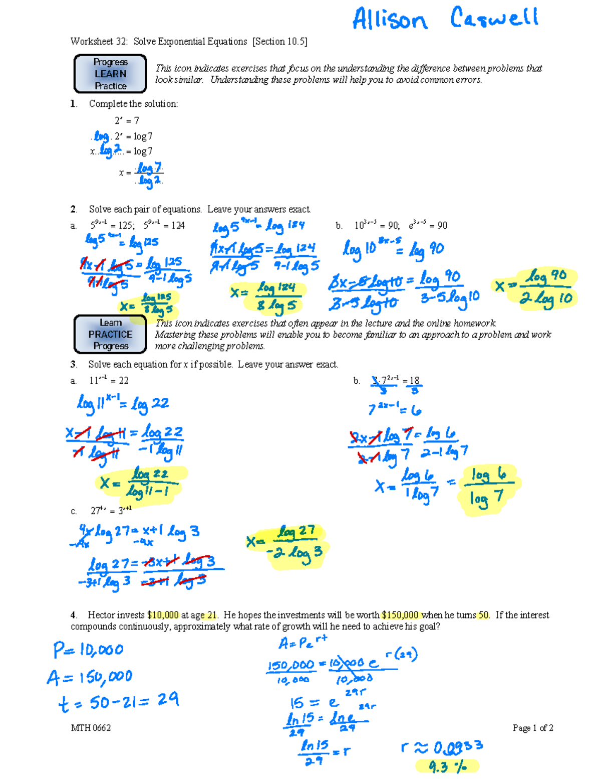Worksheet 32. (4 7 21) - full - MTH 0662 Page 1 of 2 Worksheet 32 ...
