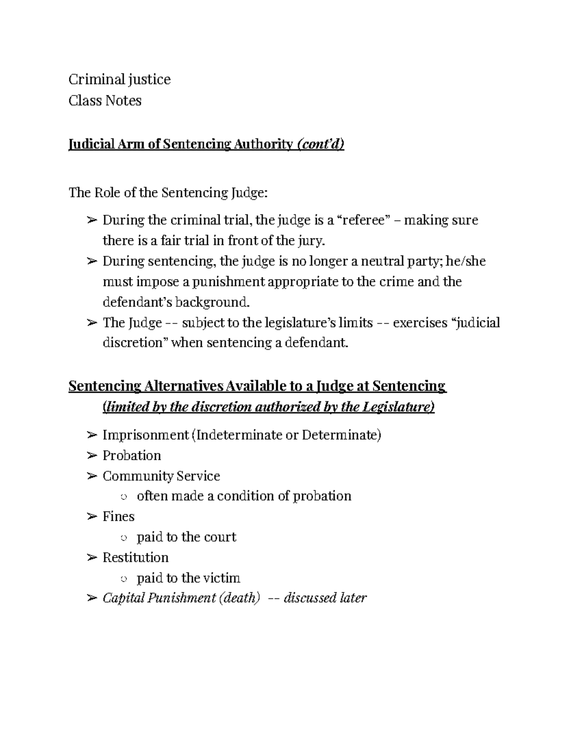 CRJ 2 - Judicial Arms Authority - Criminal justice Class Notes Judicial ...