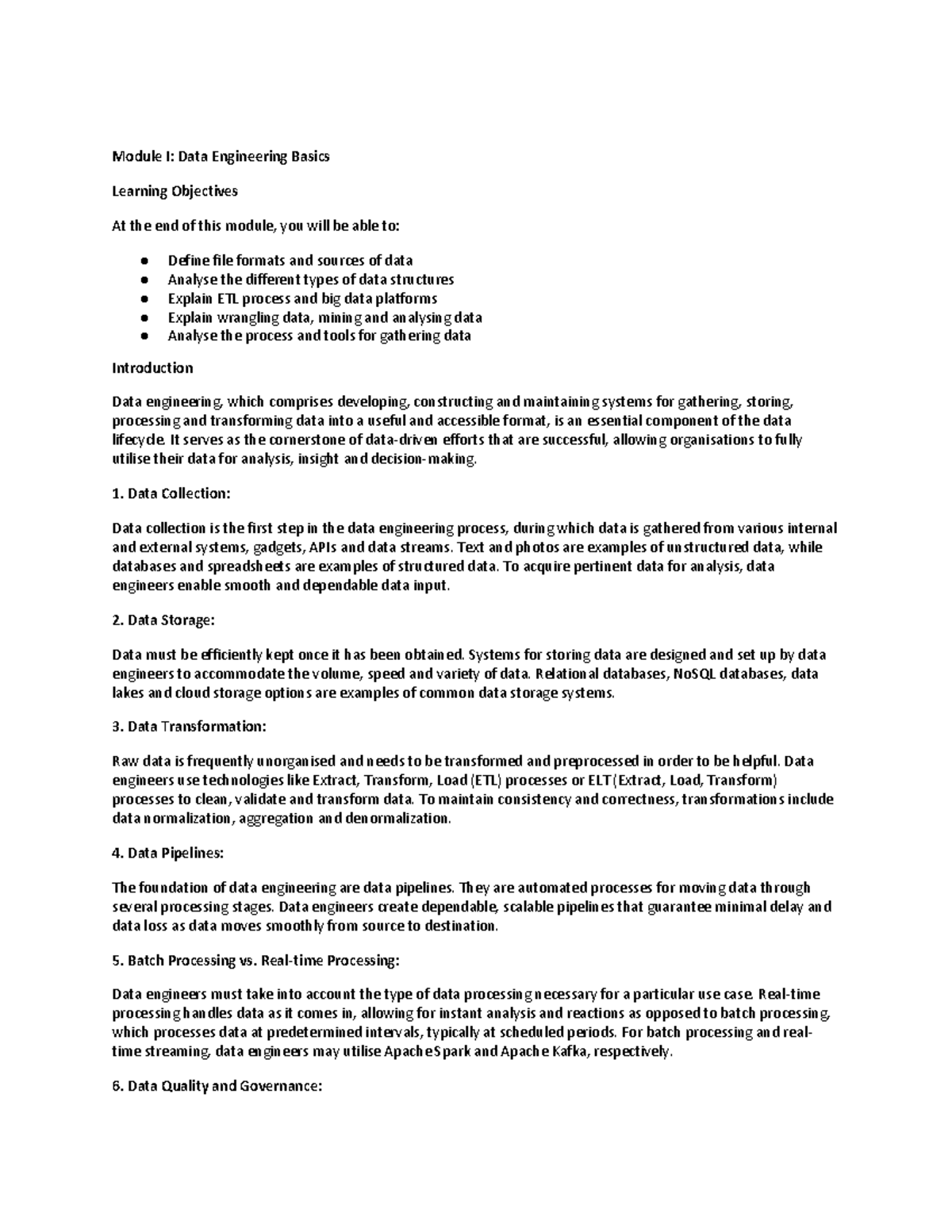 SLM Big Data Analytics 14 - Module I: Data Engineering Basics Learning ...