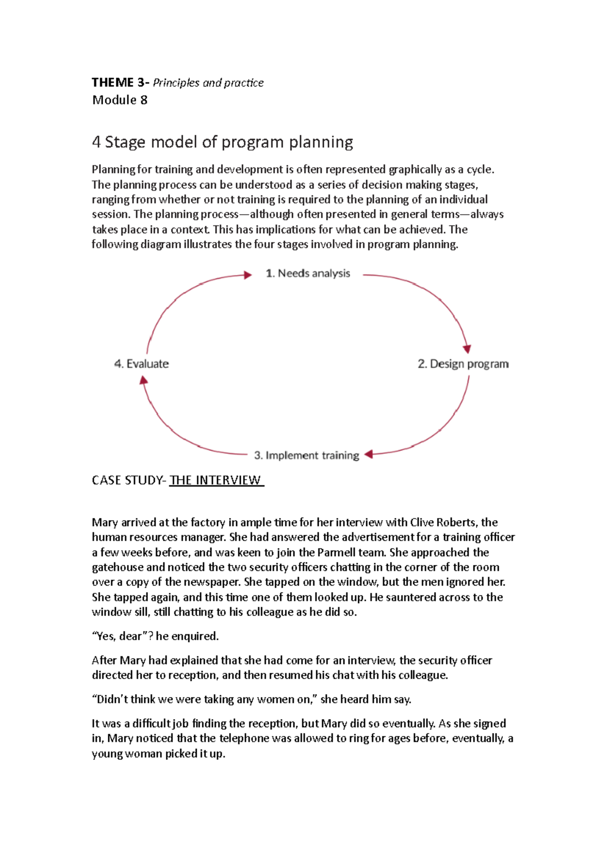 Theme 3 - exam prep - THEME 3- Principles and practice Module 8 4 Stage ...