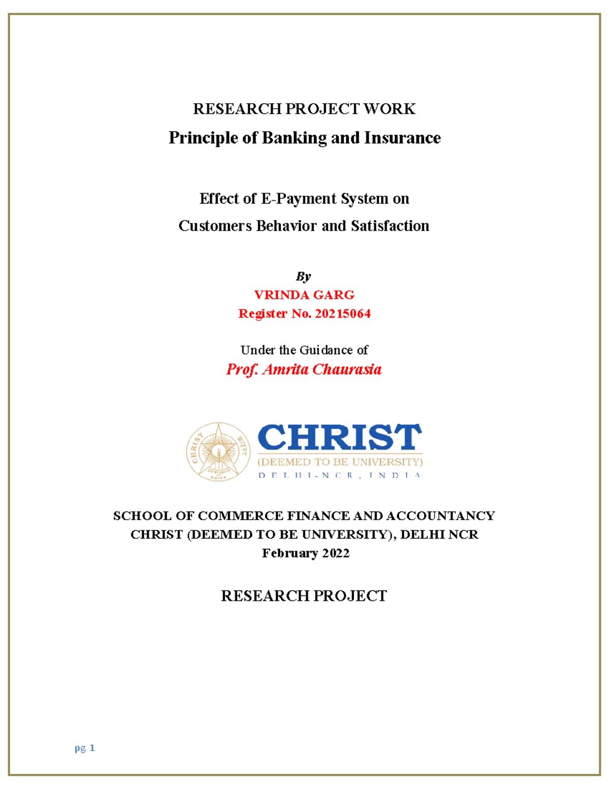 Effect OF Electronic Payment System RESEARCH PROJECT WORK Principle effect-of-electronic-payment-system-research-project-work-principle