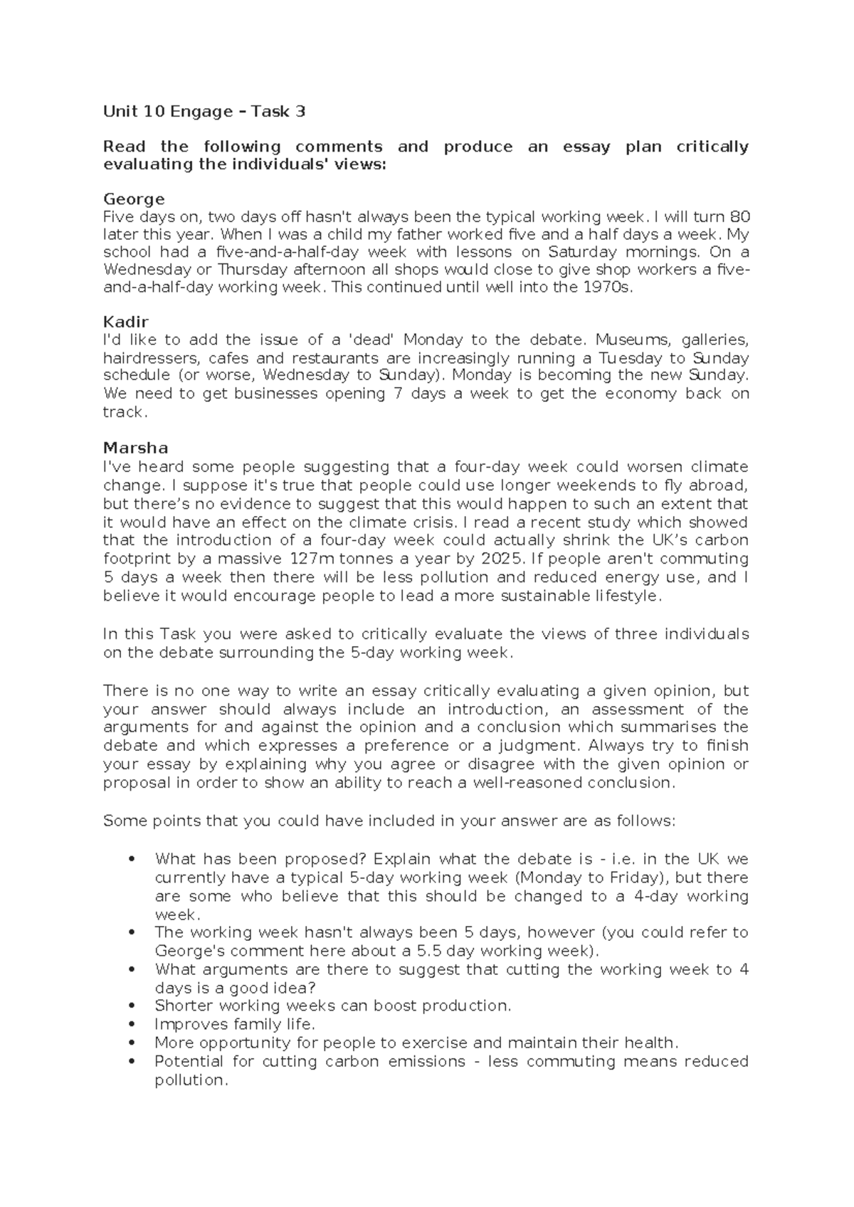 Unit 10 Engage - Task 3 - lecture notes - Unit 10 Engage – Task 3 Read ...