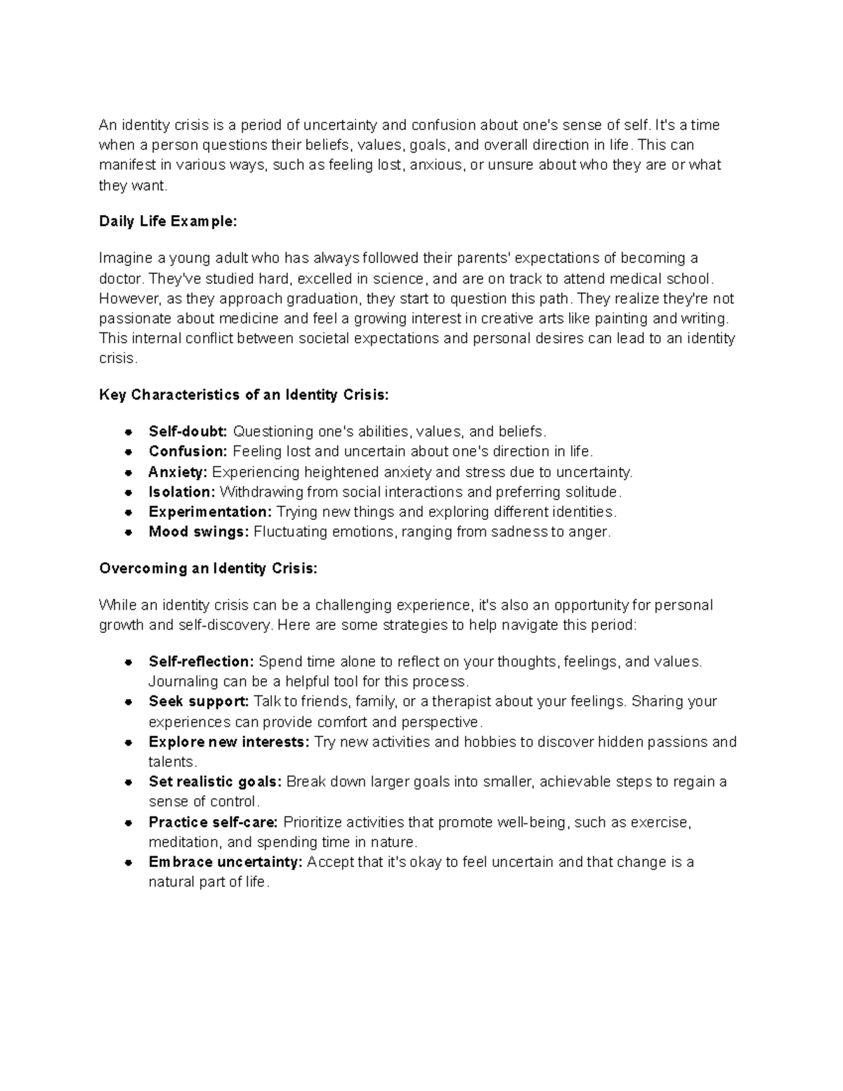 Identity crisis - It's a time when a person questions their beliefs ...