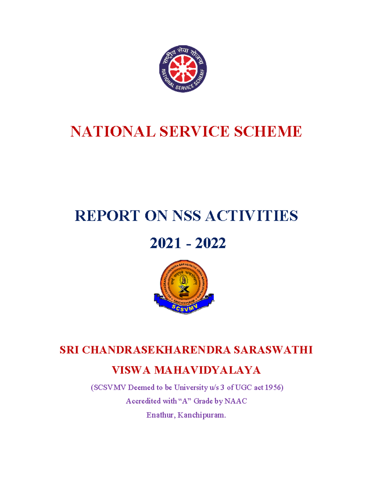 NSS report 2021 22 - Notes and assignment - NATIONAL SERVICE SCHEME ...