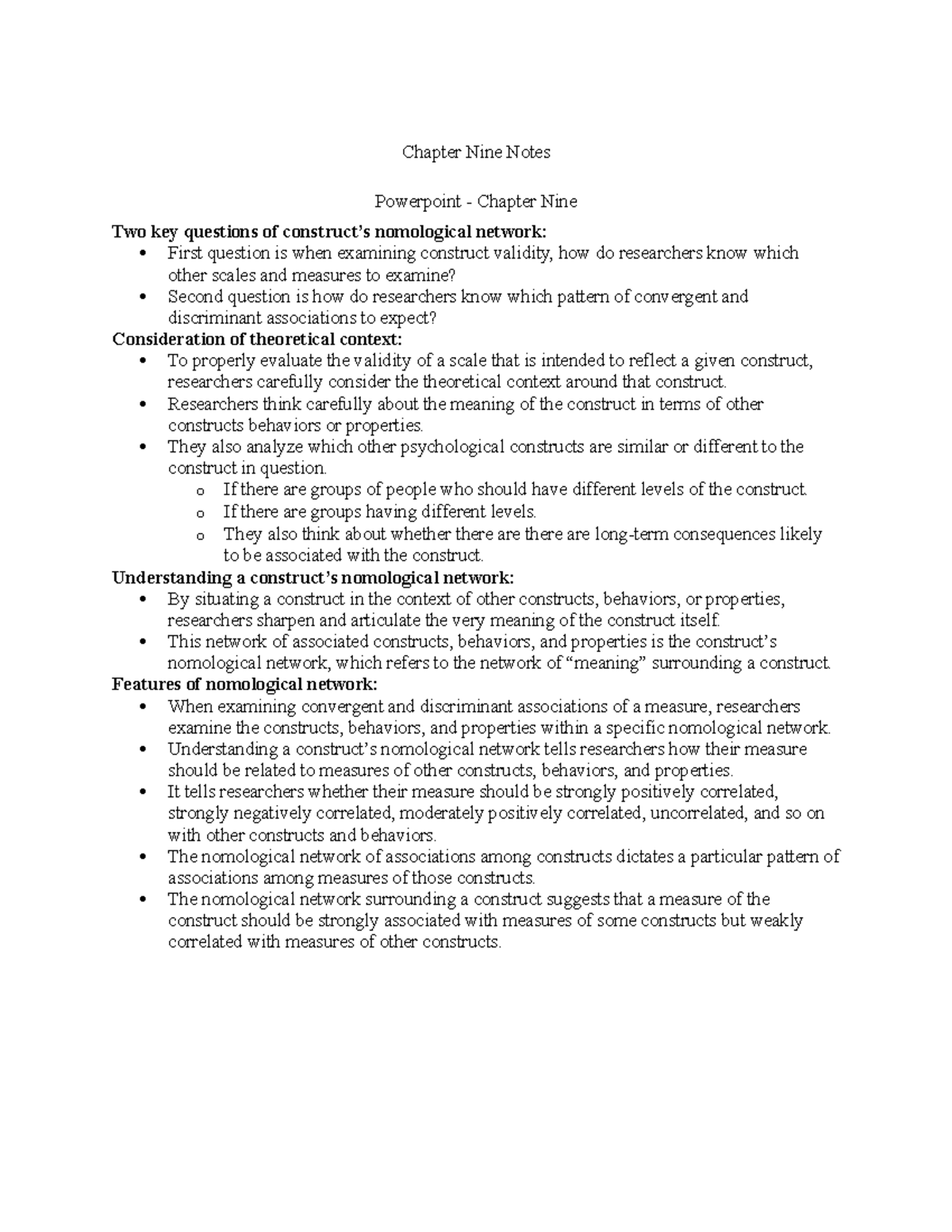 Chapter Nine Notes - These are detailed summaries of both class and ...