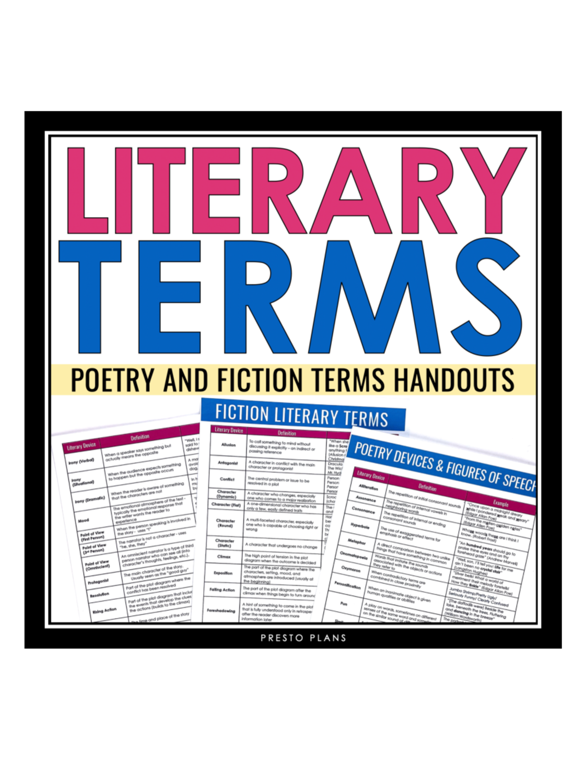 1 Poetry and Fiction Literary Terms List copy - Literary Device ...