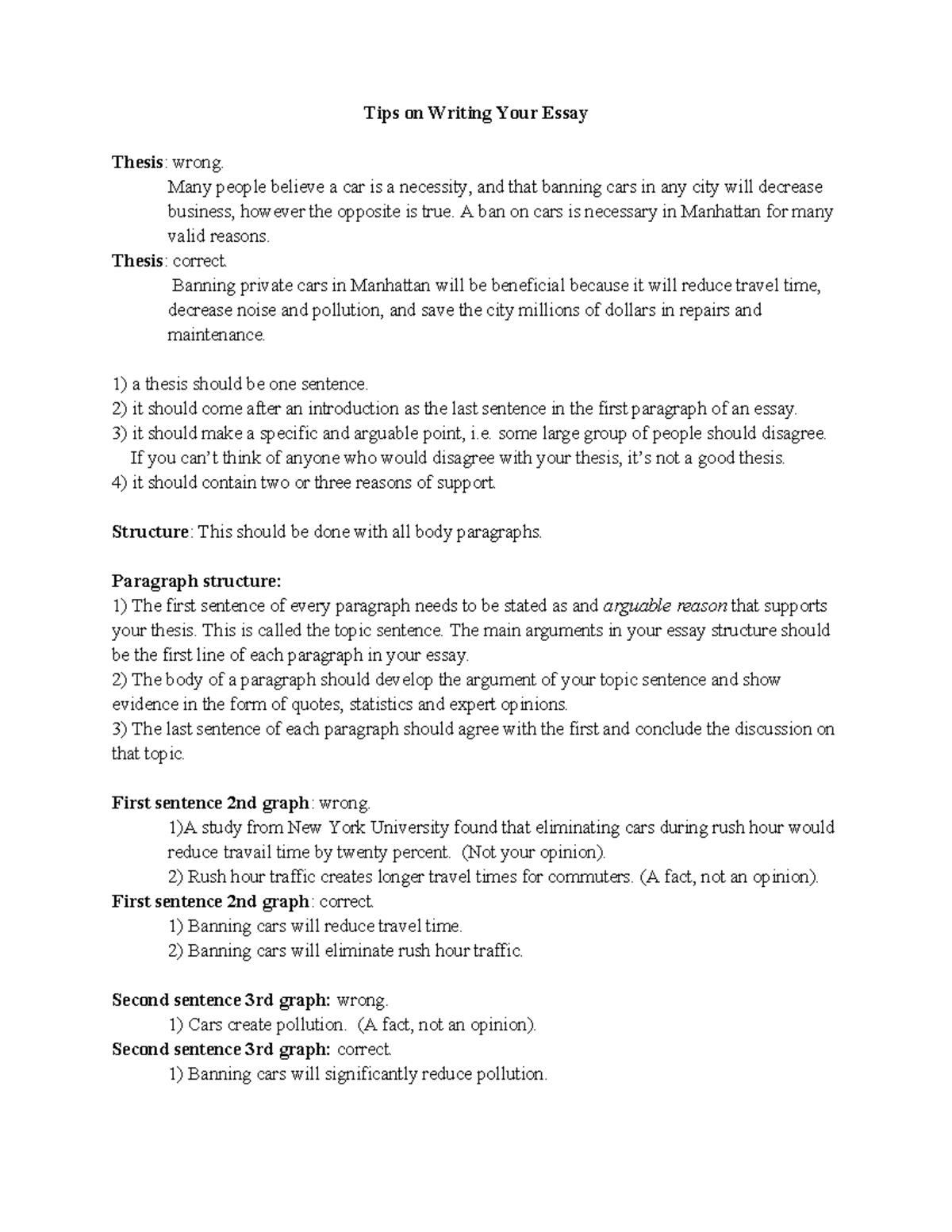 Handout 10 - Tips on Writing Your Essay - Tips on Writing Your Essay ...