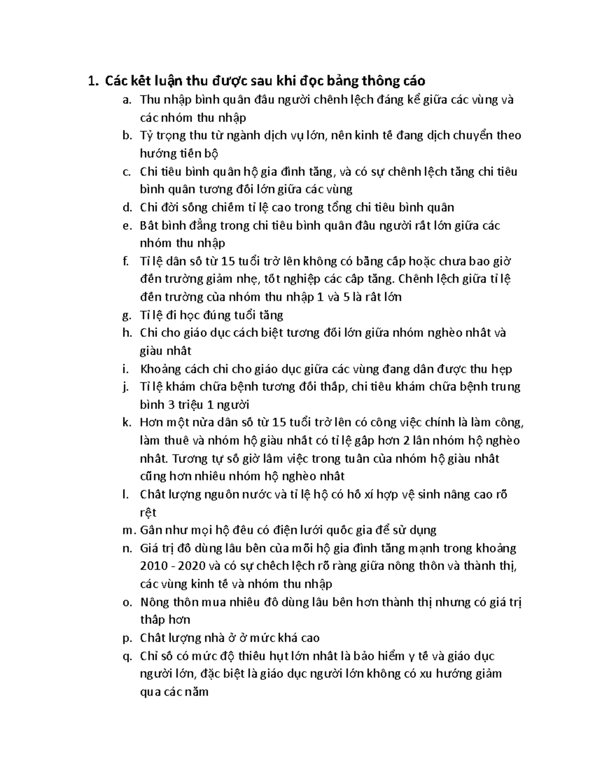 25A4050063 - Hoàng Quốc Huy - 1. Các kếết lu n thu đậ ược sau khi đ c b ng thông cáo ọ ả a. Thu ...