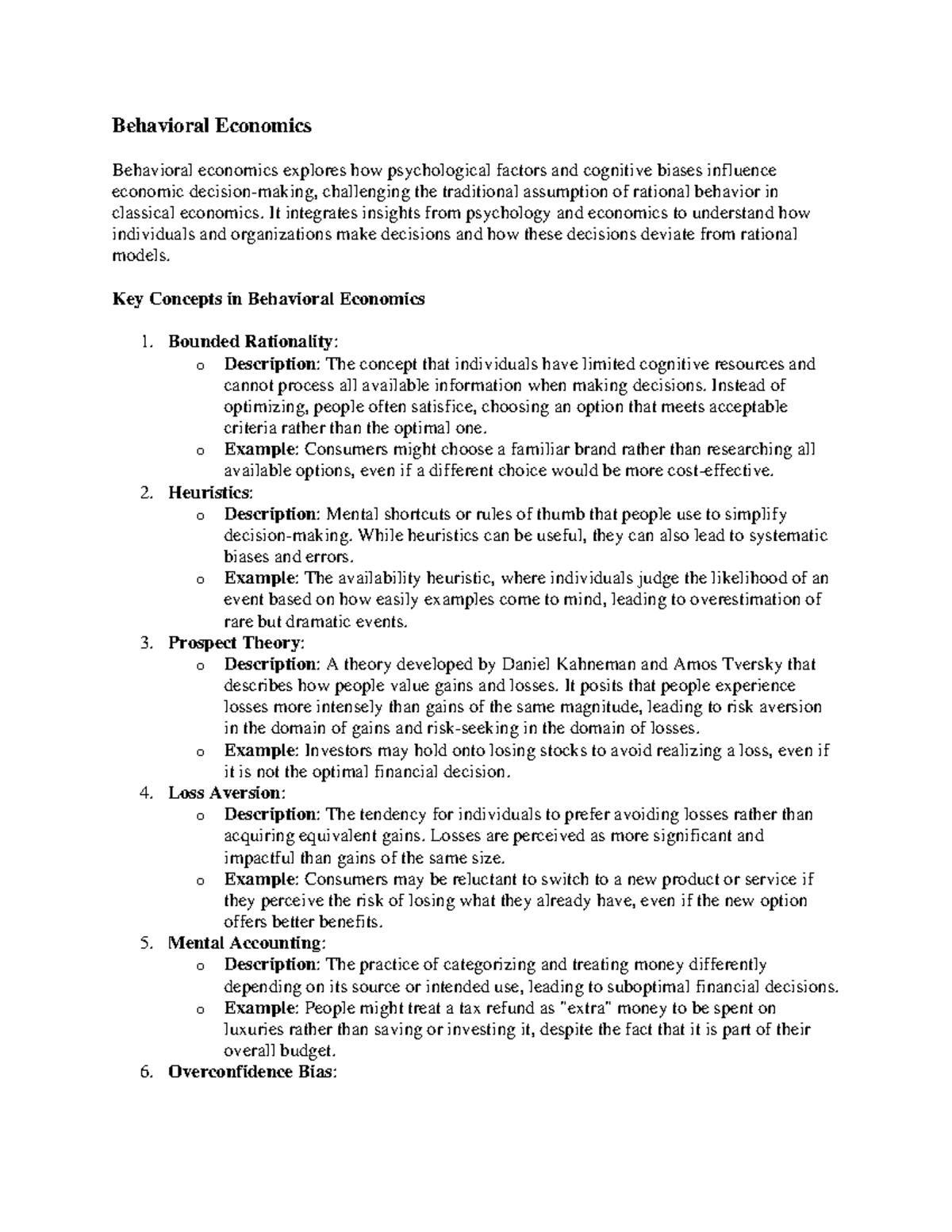 Behavioral economics explores how psychological factors and cognitive ...