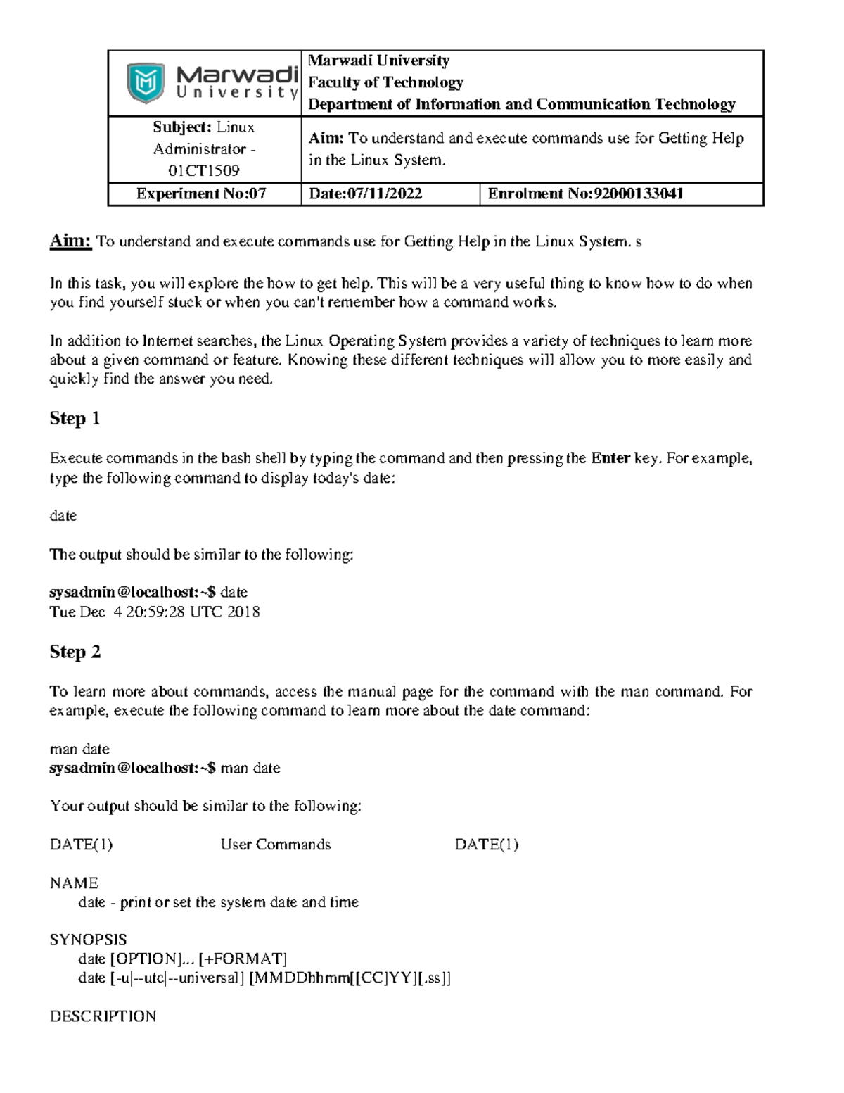 Understand And Execute Commands Use For Getting Help In The Linux