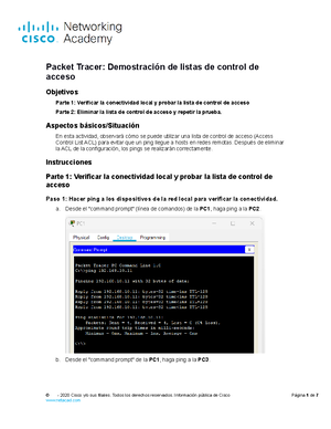 5.2.7 Packet Tracer - Configure and Modify Standard IPv4 ACLs - ILM - (versión para el ...