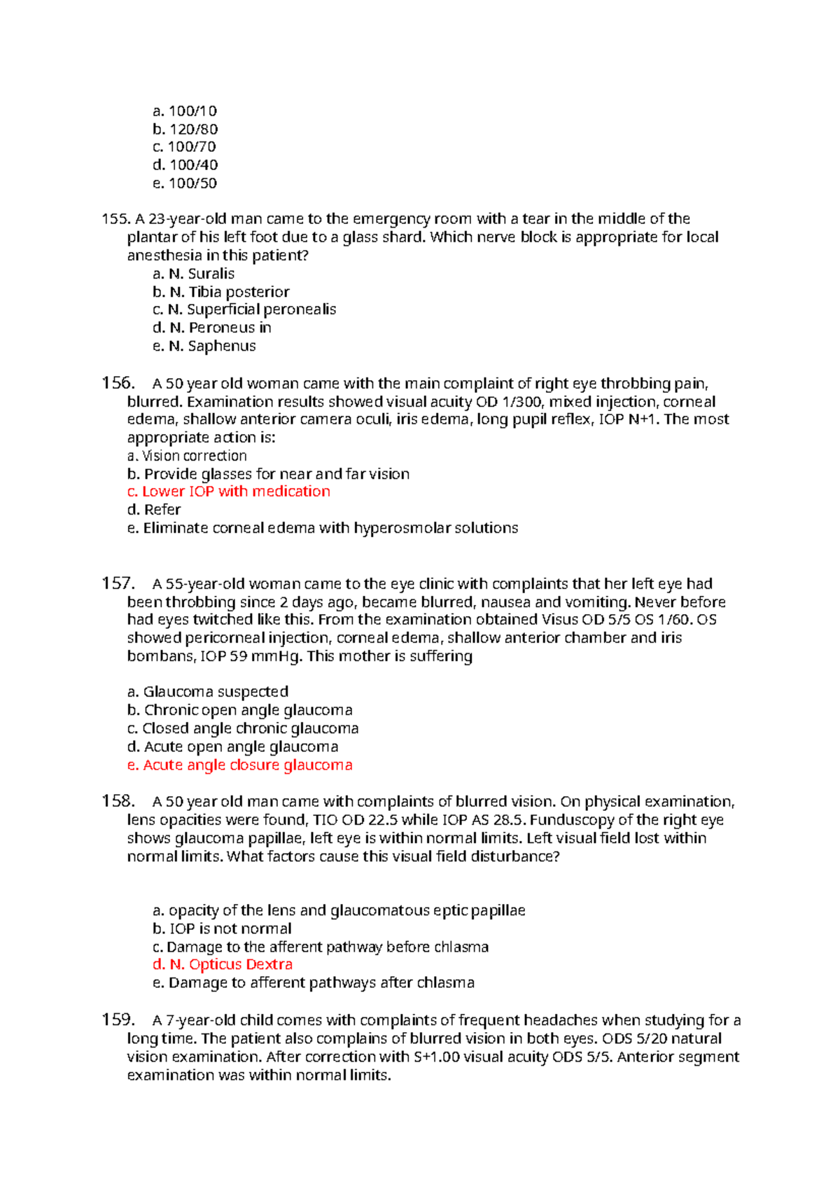 Health Science - CTE - Assignments-11 - a. 100/ b. 120/ c. 100/ d. 100 ...
