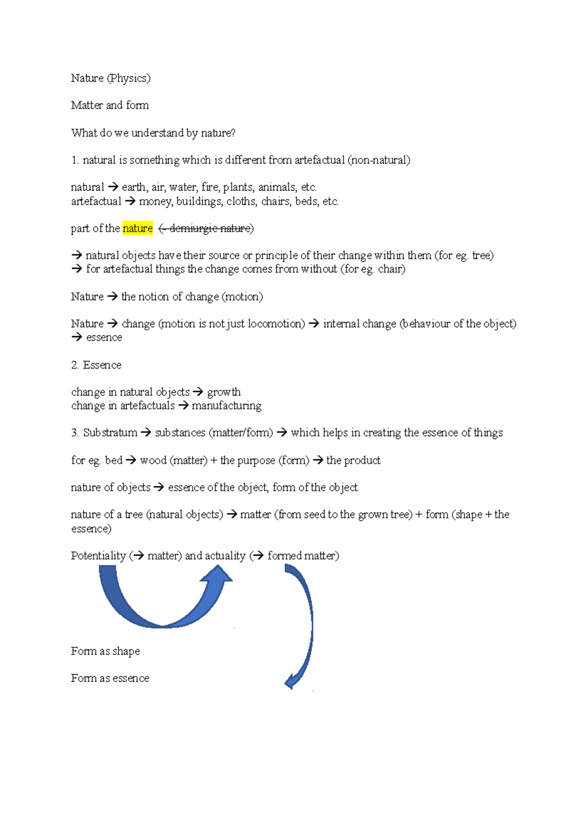 Notes on aristotle greek-1 - Nature (Physics) Matter and form What do ...
