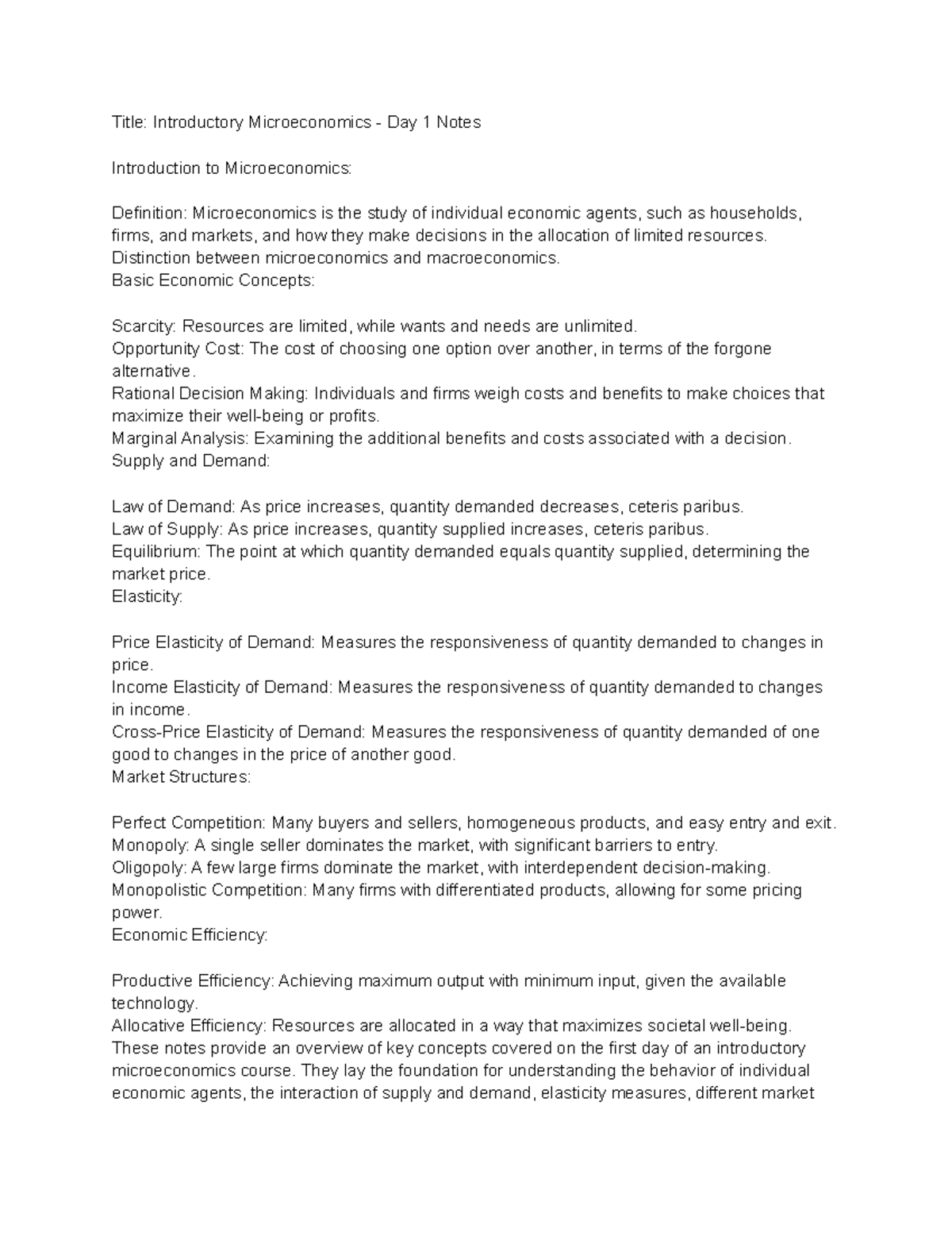 ECO 201 D1 - Day one of notes. Overview of the course. - Title ...