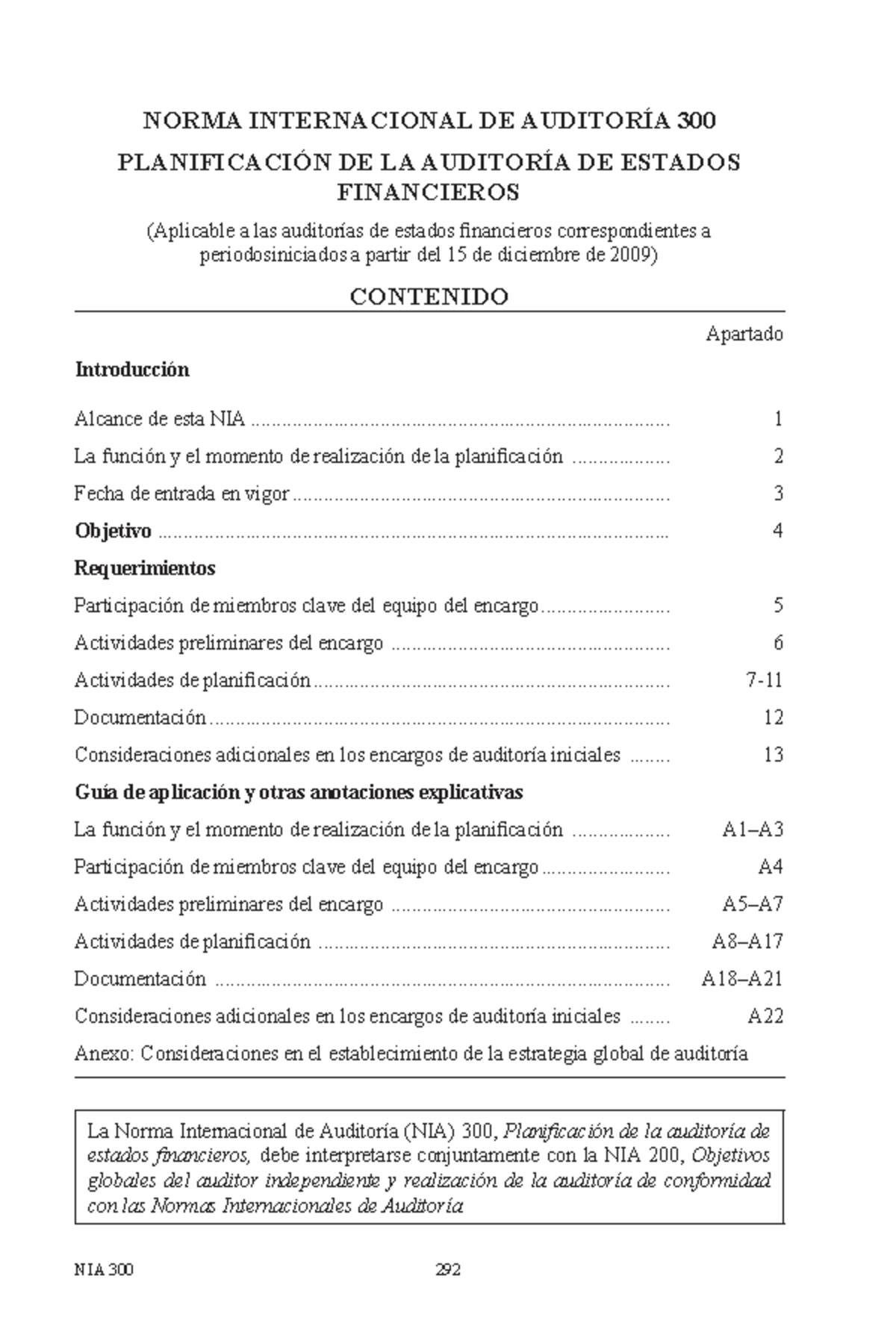 NIA 300 Planificación DE Auditoria DE LOS Estados Financieros - NORMA ...