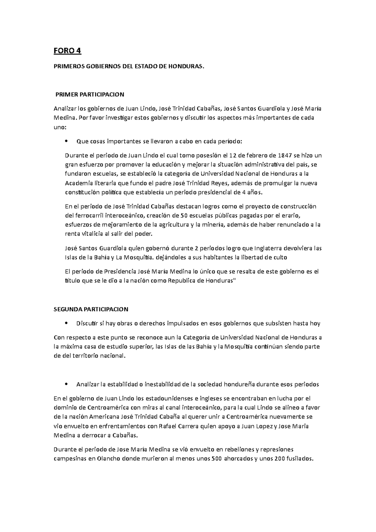 Foro 4 Primeros Gobiernos De Estado De Honduras Foro 4 Primeros