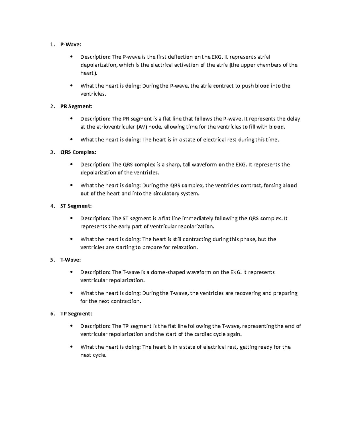 Explanation of EKG - Lecture for cardiac - 1. P-Wave: Description: The ...