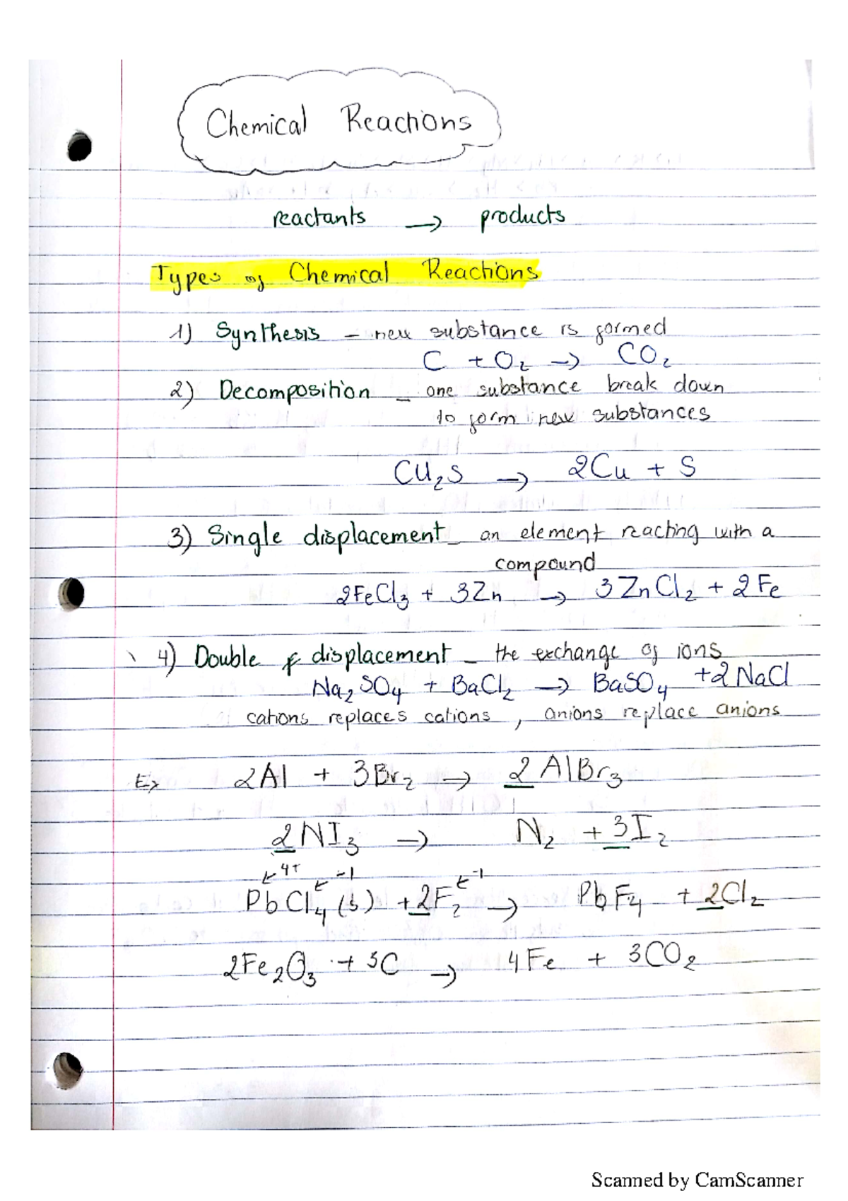 Chem 122 review Chemical Reaction - ., _ ,,.__ . __,V . L 4 ., ,. W, 02 ...