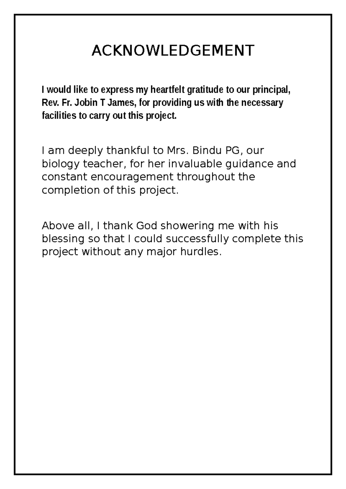 Zoology - ACKNOWLEDGEMENT ####### I would like to express my heartfelt ...