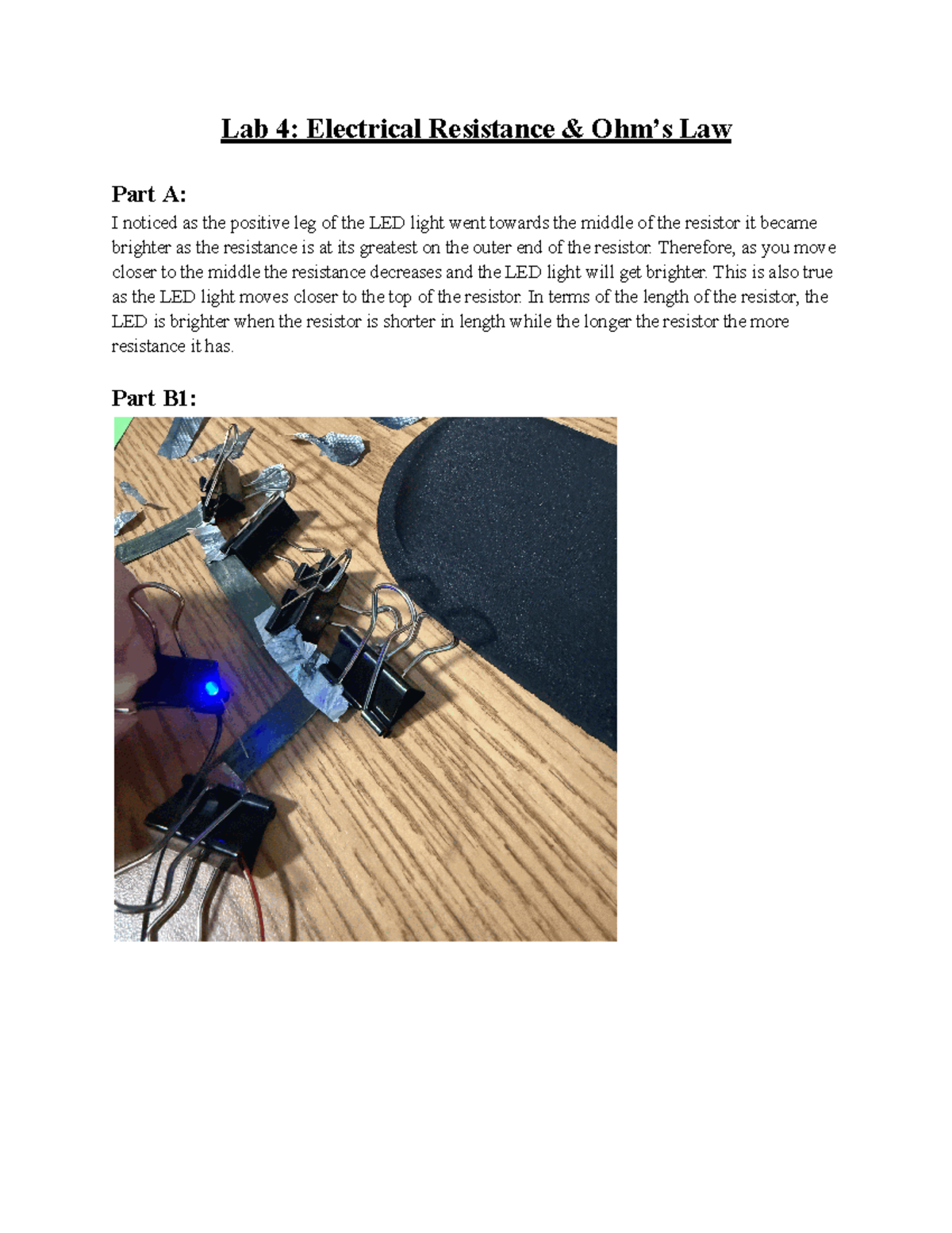Lab 4 Electrical Resistance & Ohm’s Law - Lab 4: Electrical Resistance ...