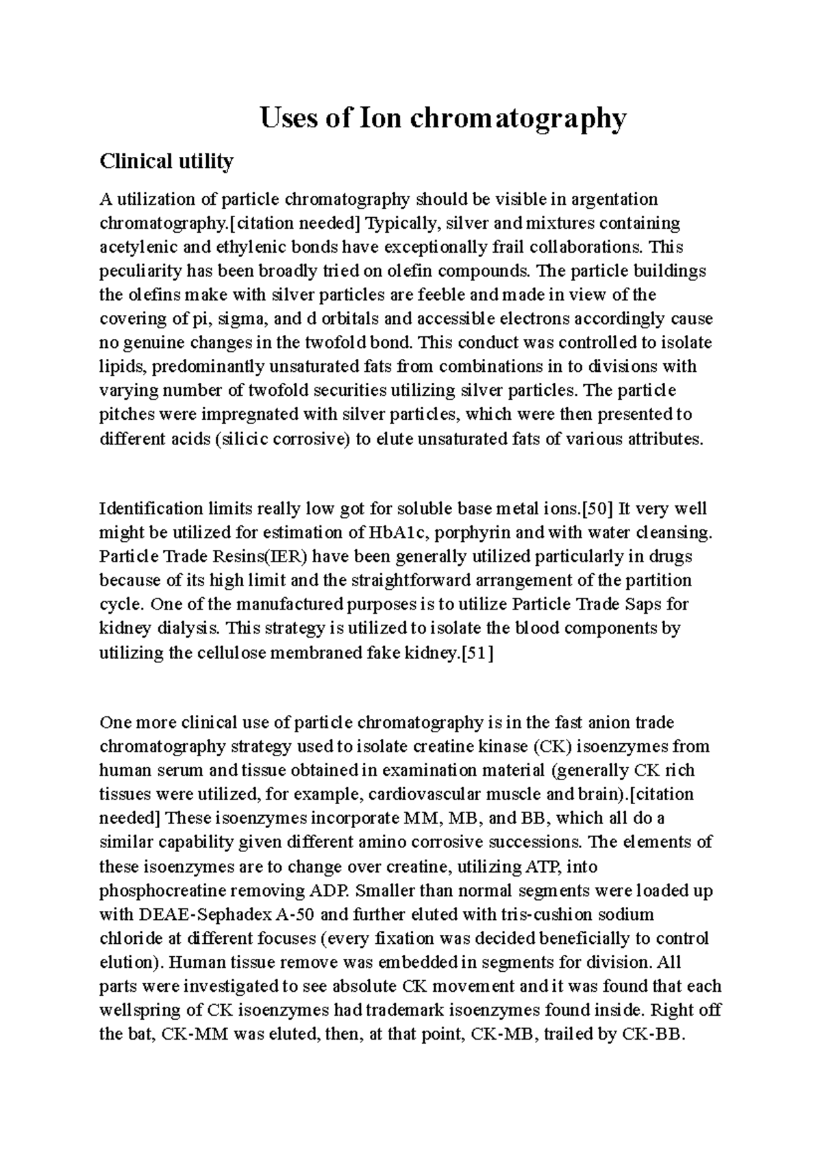 Uses of Ion chromatography - Uses of Ion chromatography Clinical ...