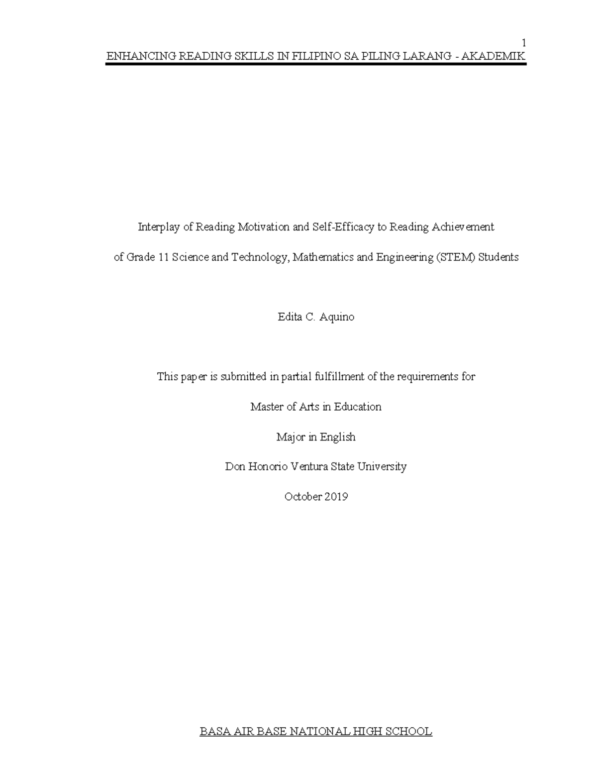 STAT OD Paper RESEARCH - ENHANCING READING SKILLS IN FILIPINO SA PILING ...